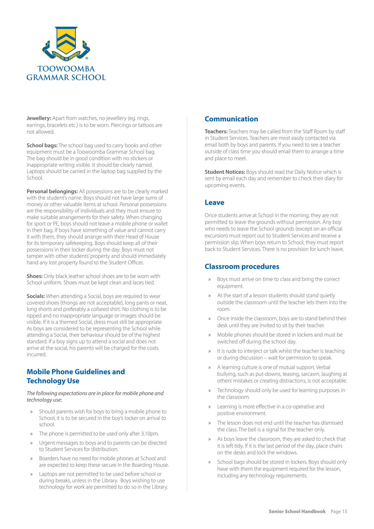 TGS School Handbook - Senior School by toowoombagrammarschool - Issuu