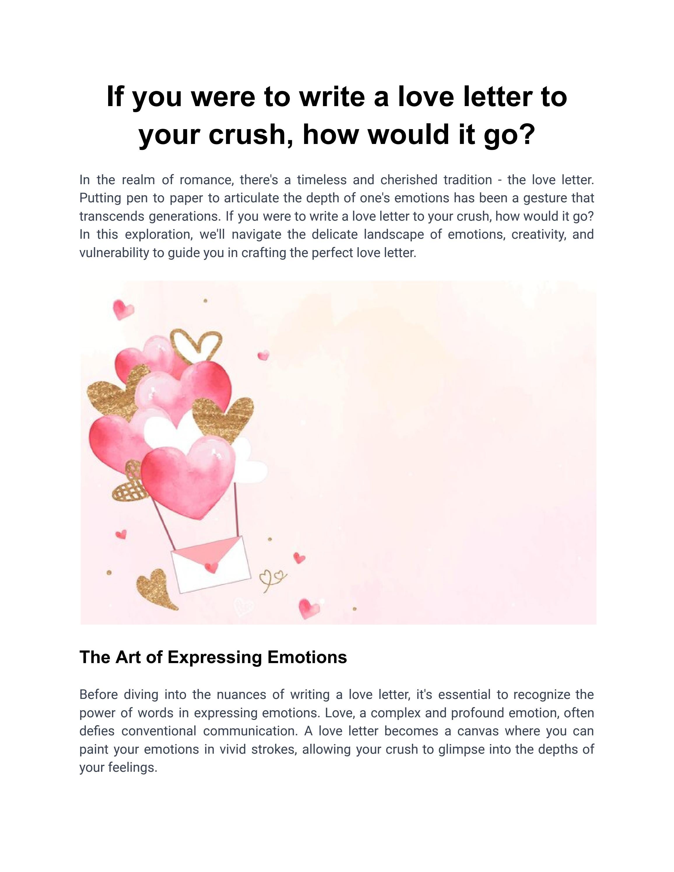 If You Were To Write A Love Letter To Your Crush How Would It Go By
