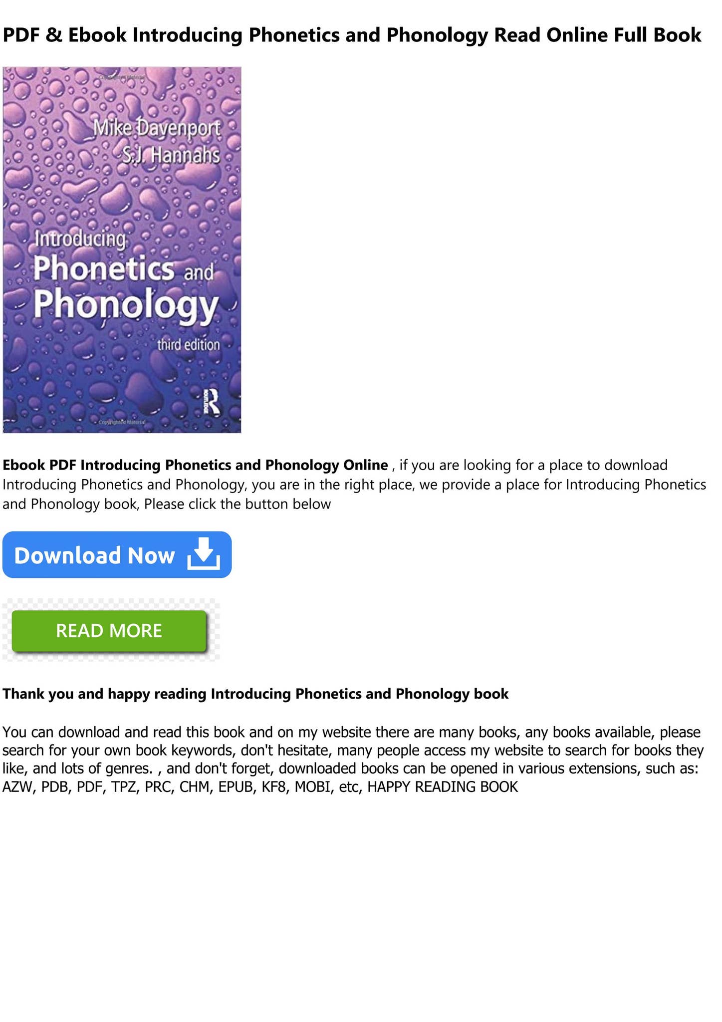 Read !Book Introducing Phonetics and Phonology Full Pages by ...