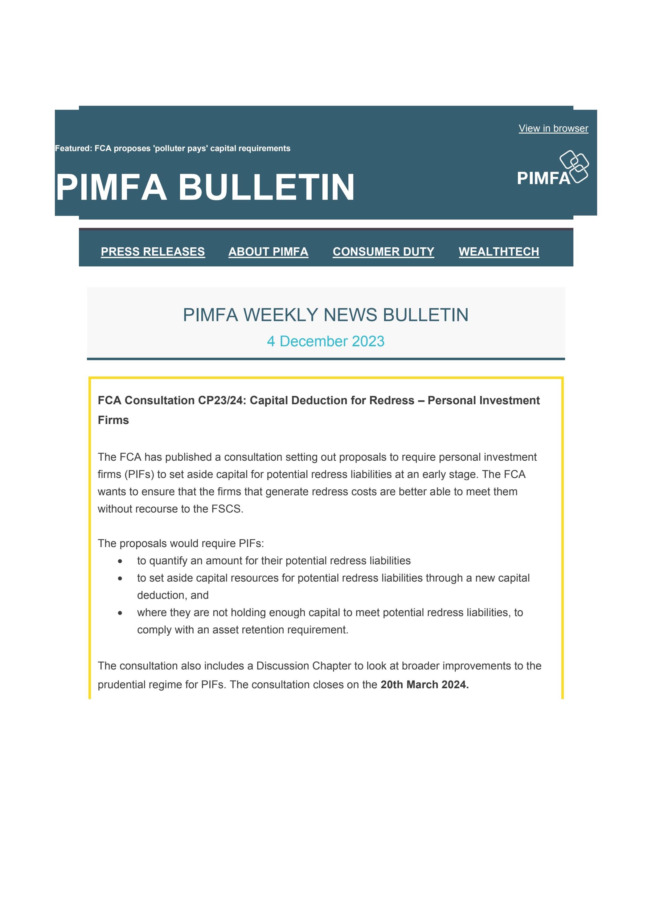 PIMFA Weekly News Bulletin - 4 December 2023 by PIMFA - Issuu