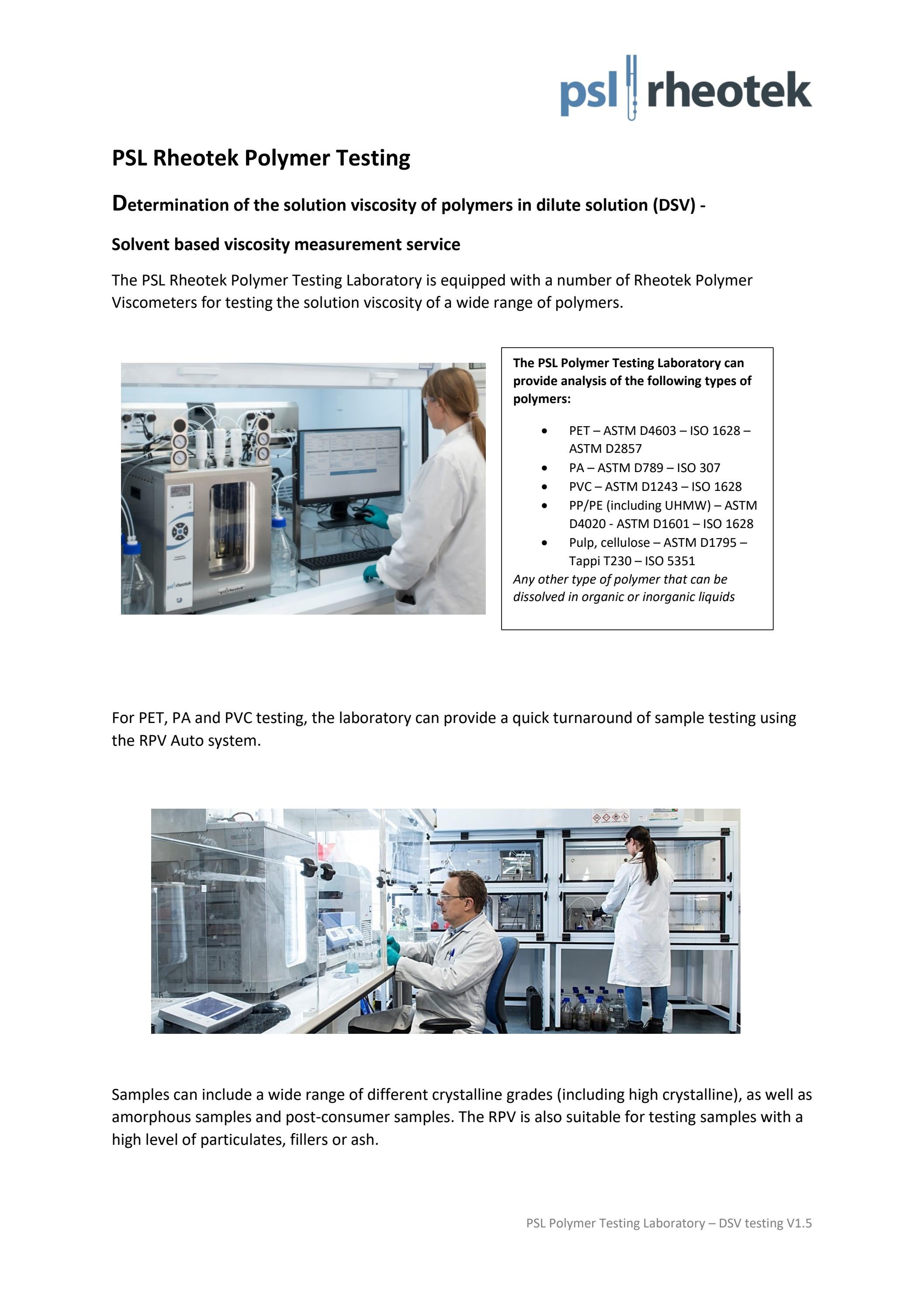 PSL Rheotek Polymer Testing by Sophie Gosling - Issuu