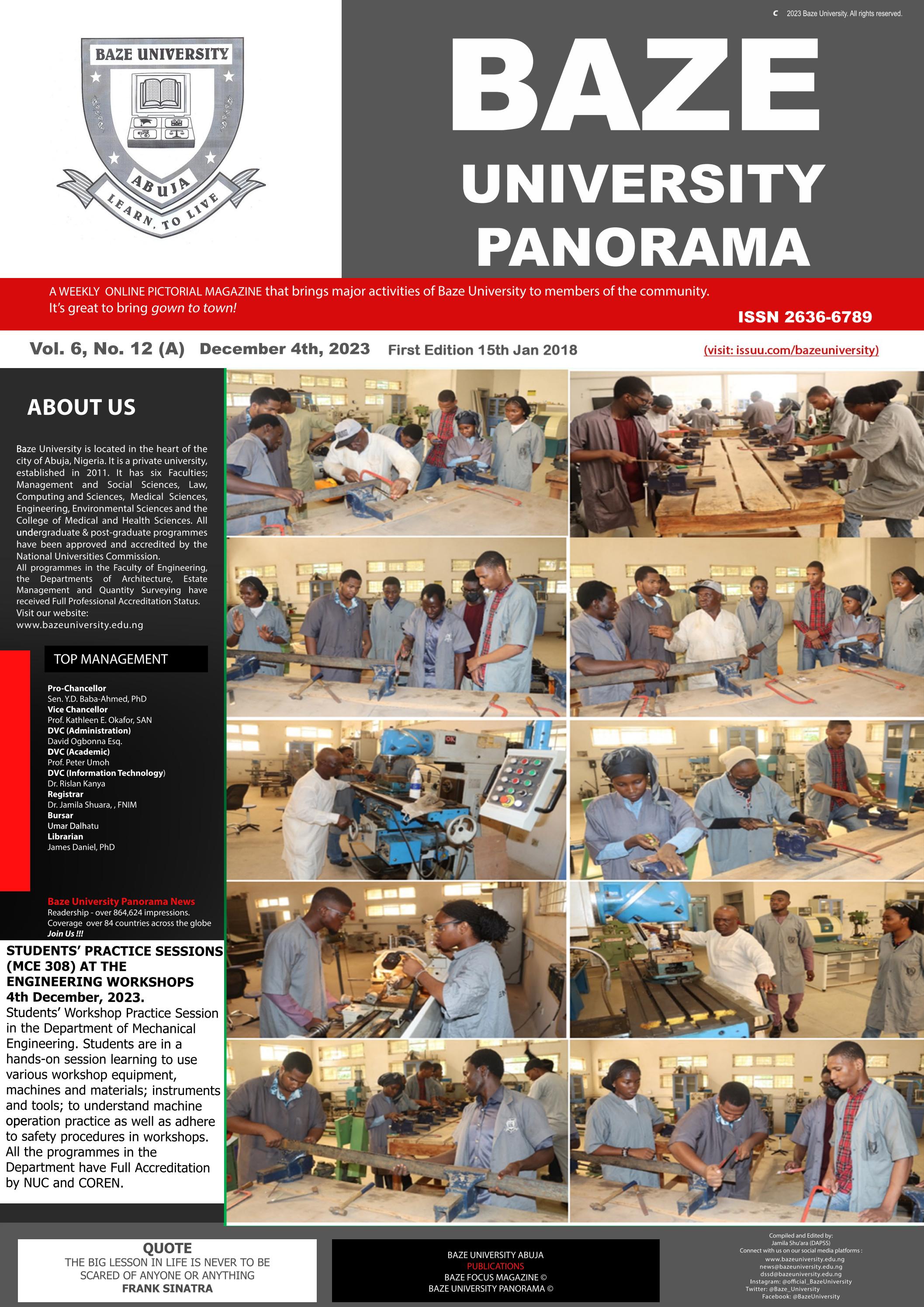 BAZE UNIVERSITY PANORAMA NEWS (4th December 2023 by Baze University - Issuu