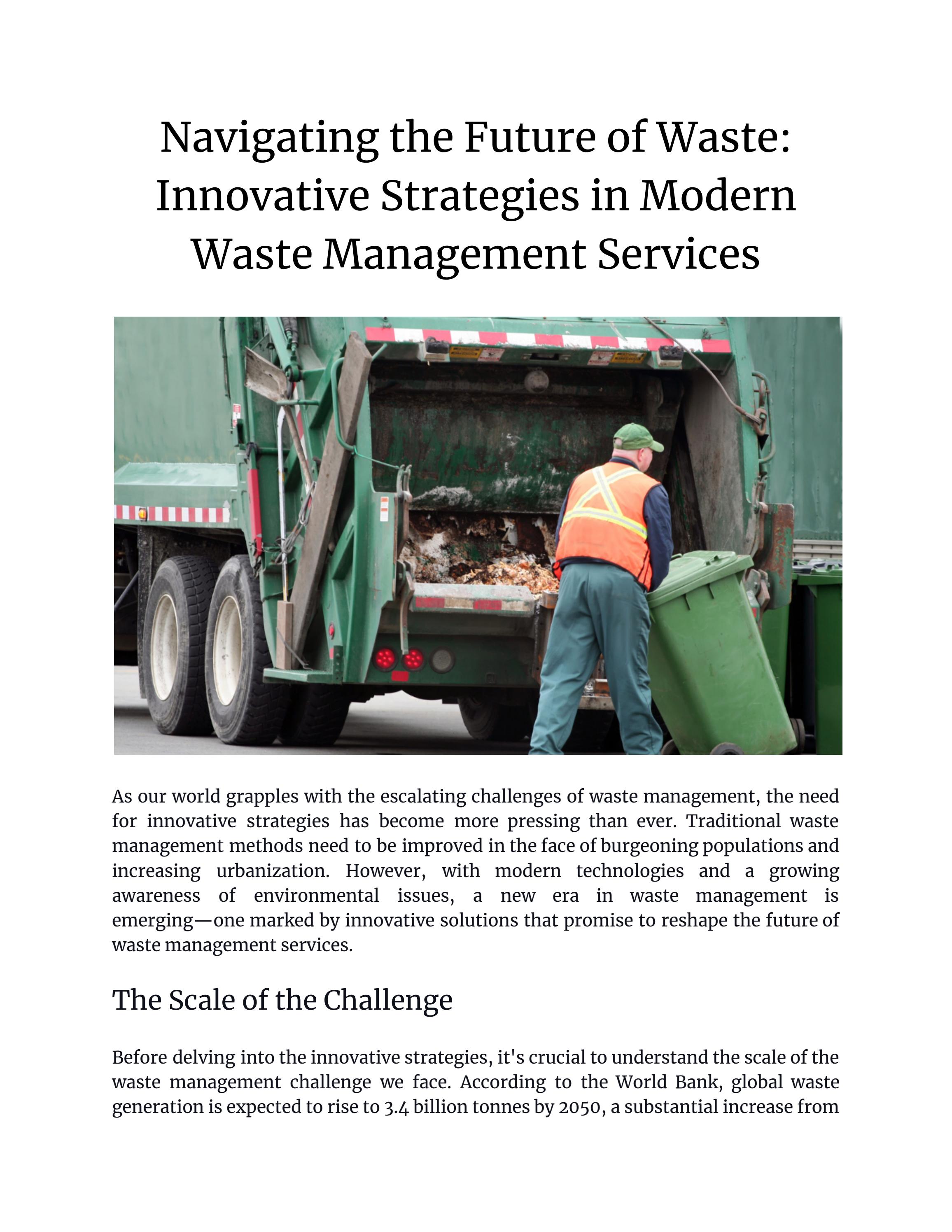 Navigating the Future of Waste: Innovative Strategies in Modern Waste ...