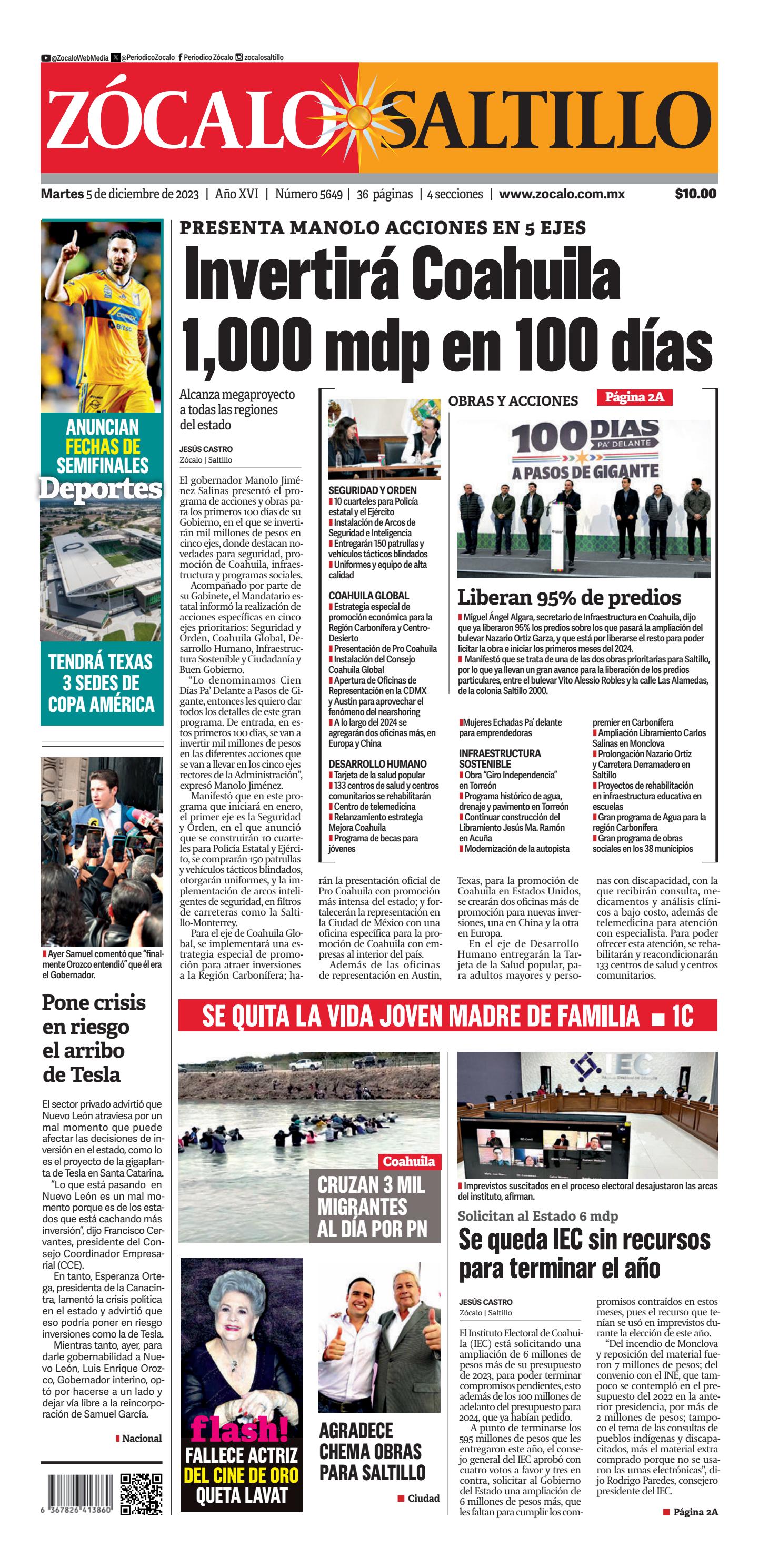 Saltillo 05 de diciembre de 2023 by Grupo Zócalo - Issuu