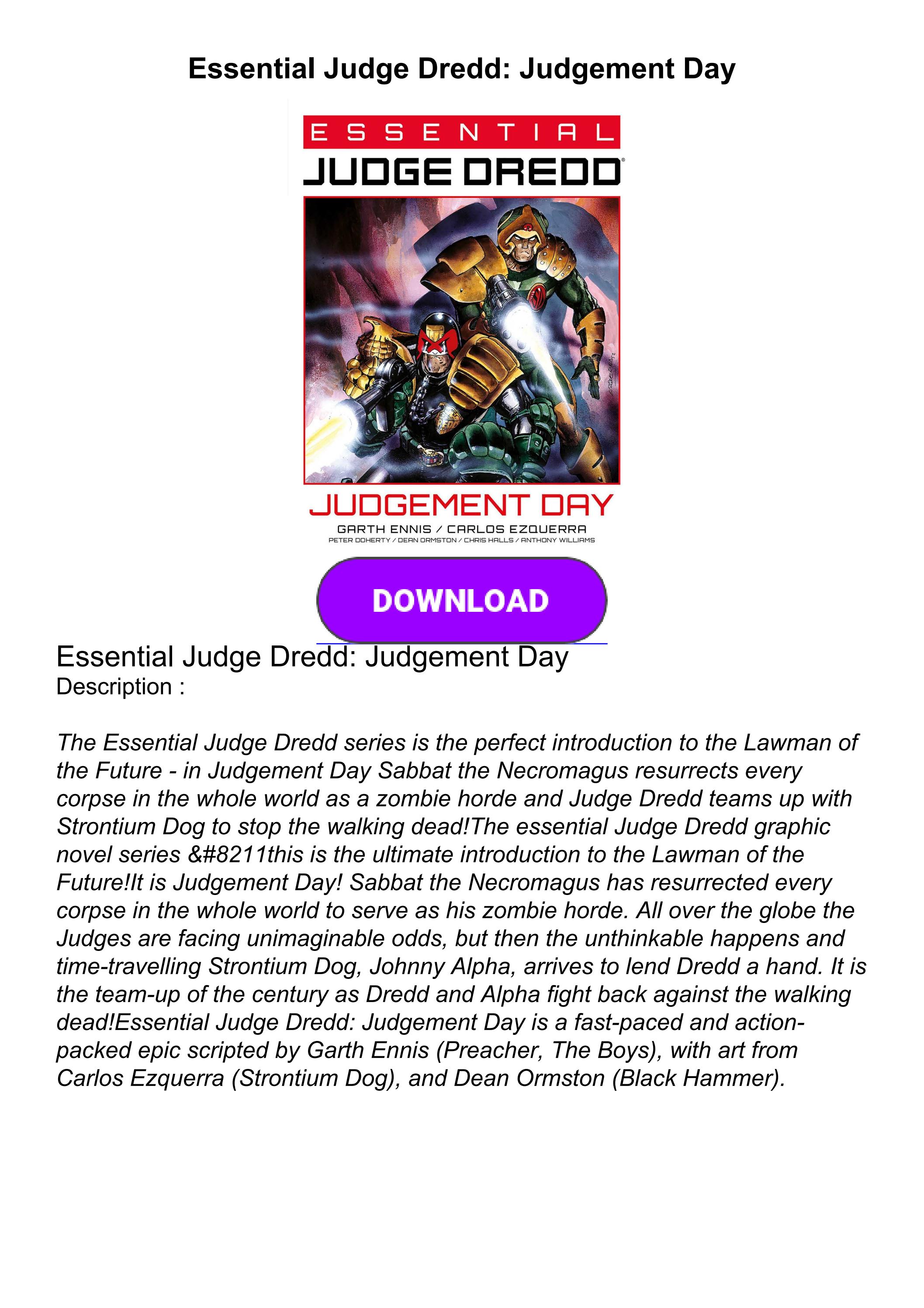 [DOWNLOAD]⚡ Essential Judge Dredd: Judgement Day by christopheraa - Issuu