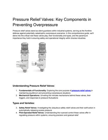 Pressure Relief Valves: Key Components in Preventing Overpressure by ...