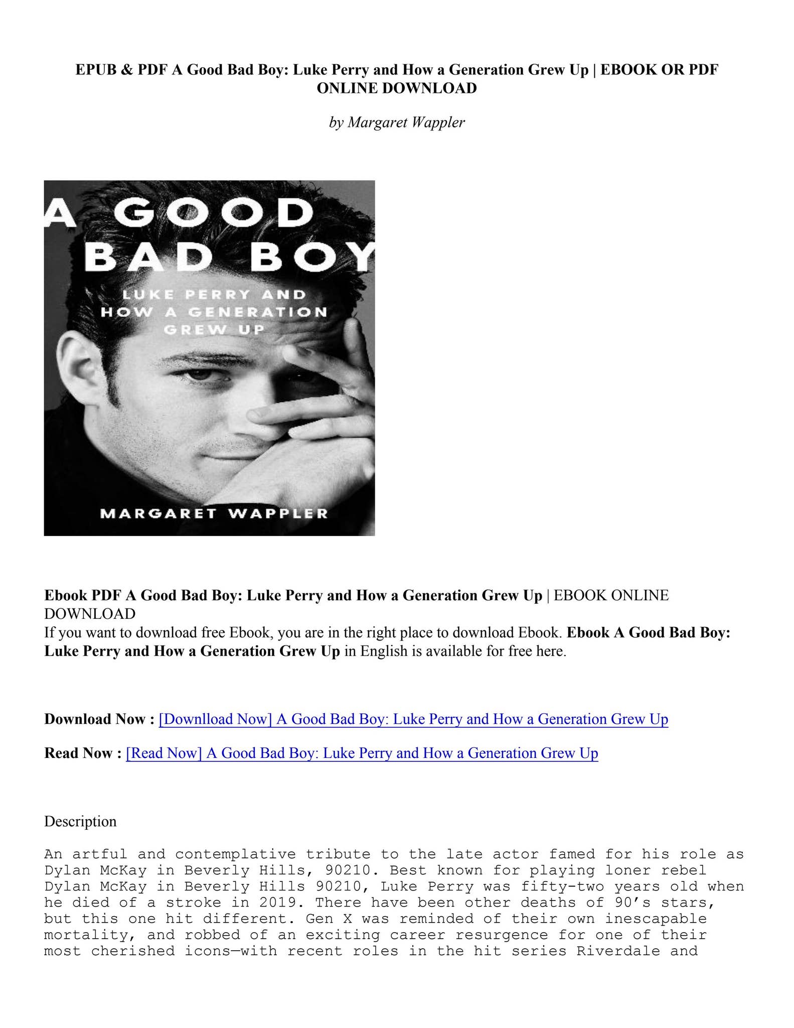 [PDF Download] A Good Bad Boy: Luke Perry and How a Generation Grew Up ...