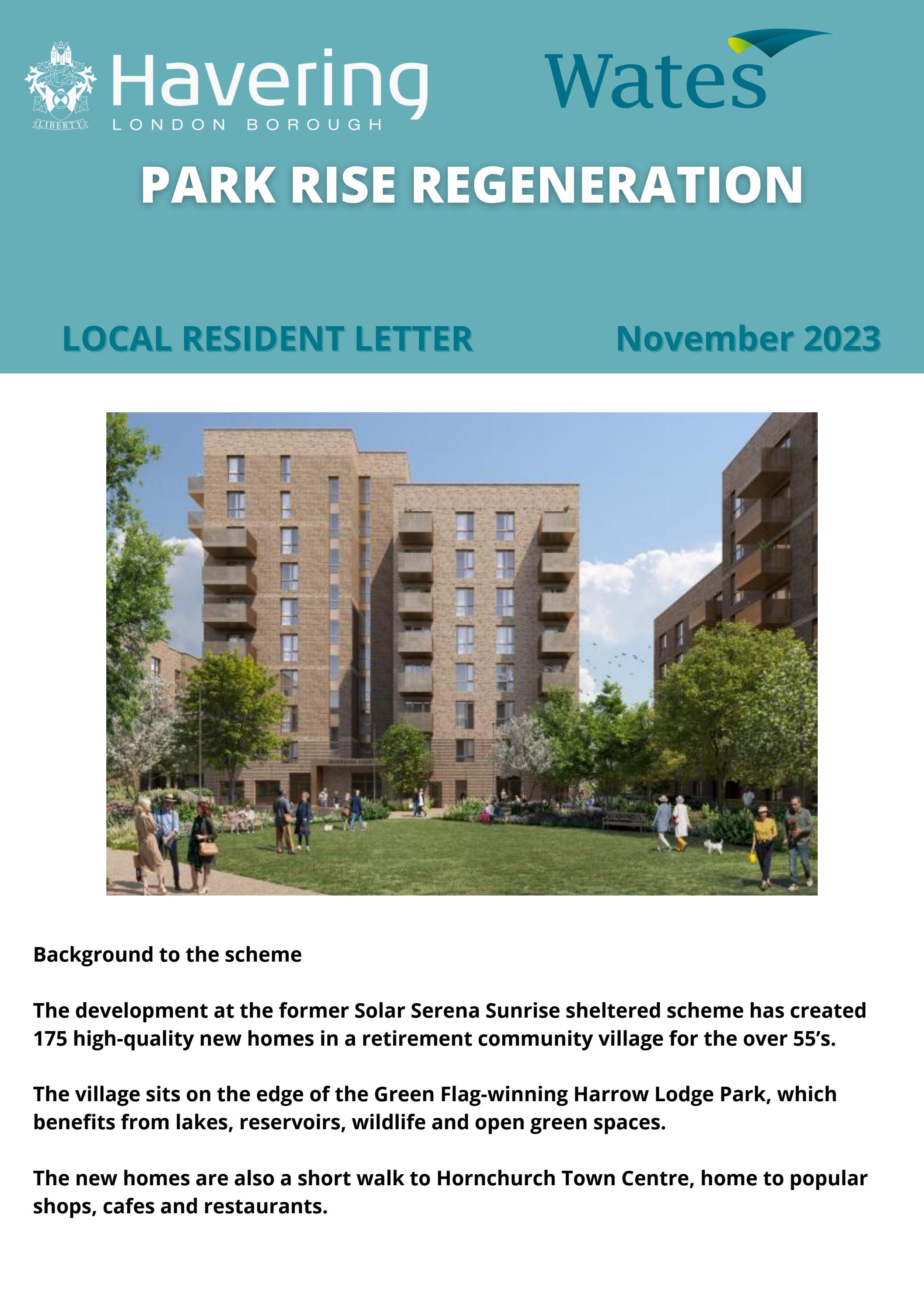 Park Rise local resident update letter, November 2023 by Havering ...