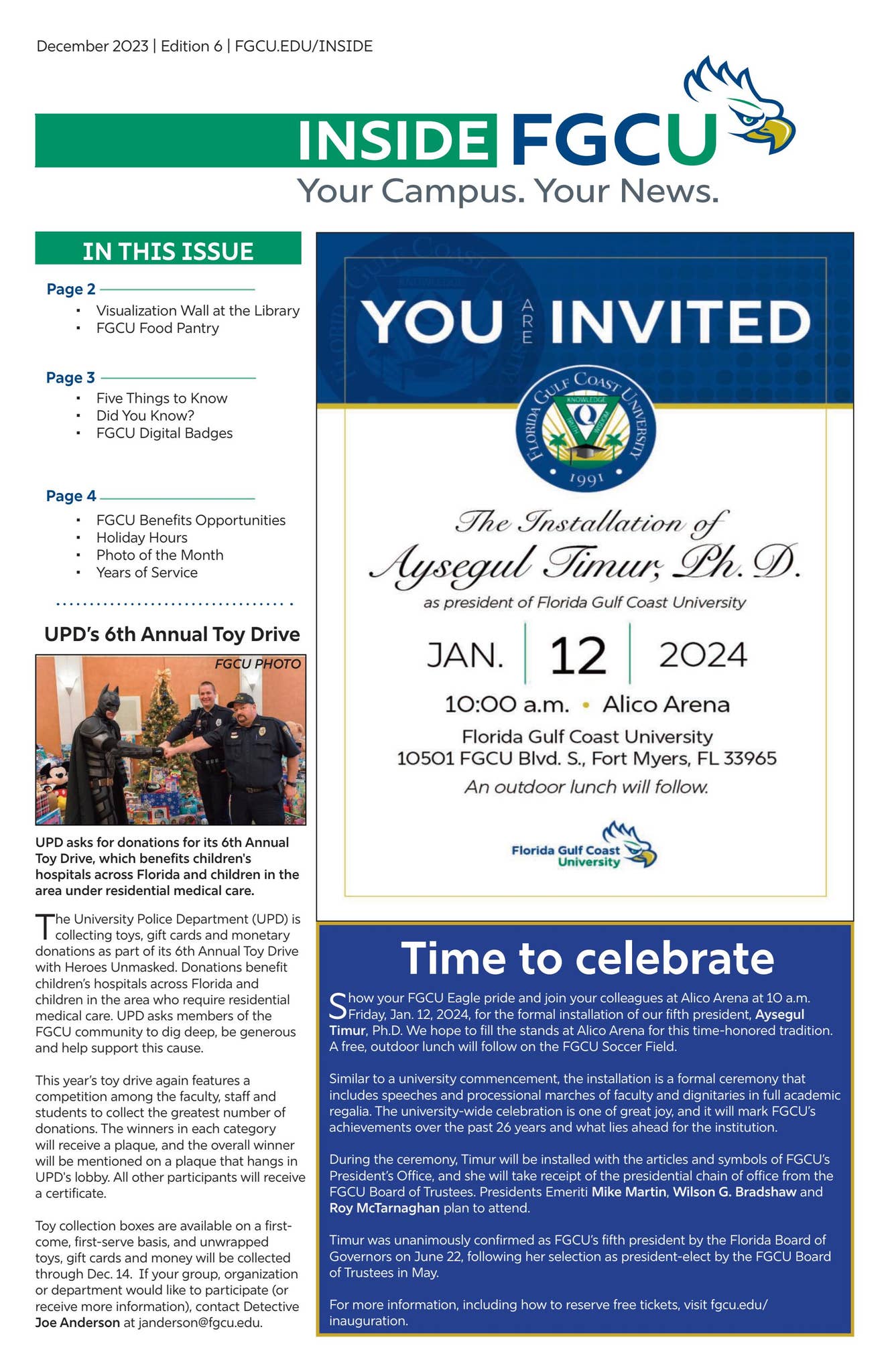 Inside FGCU - December 2023 by Florida Gulf Coast University - Issuu