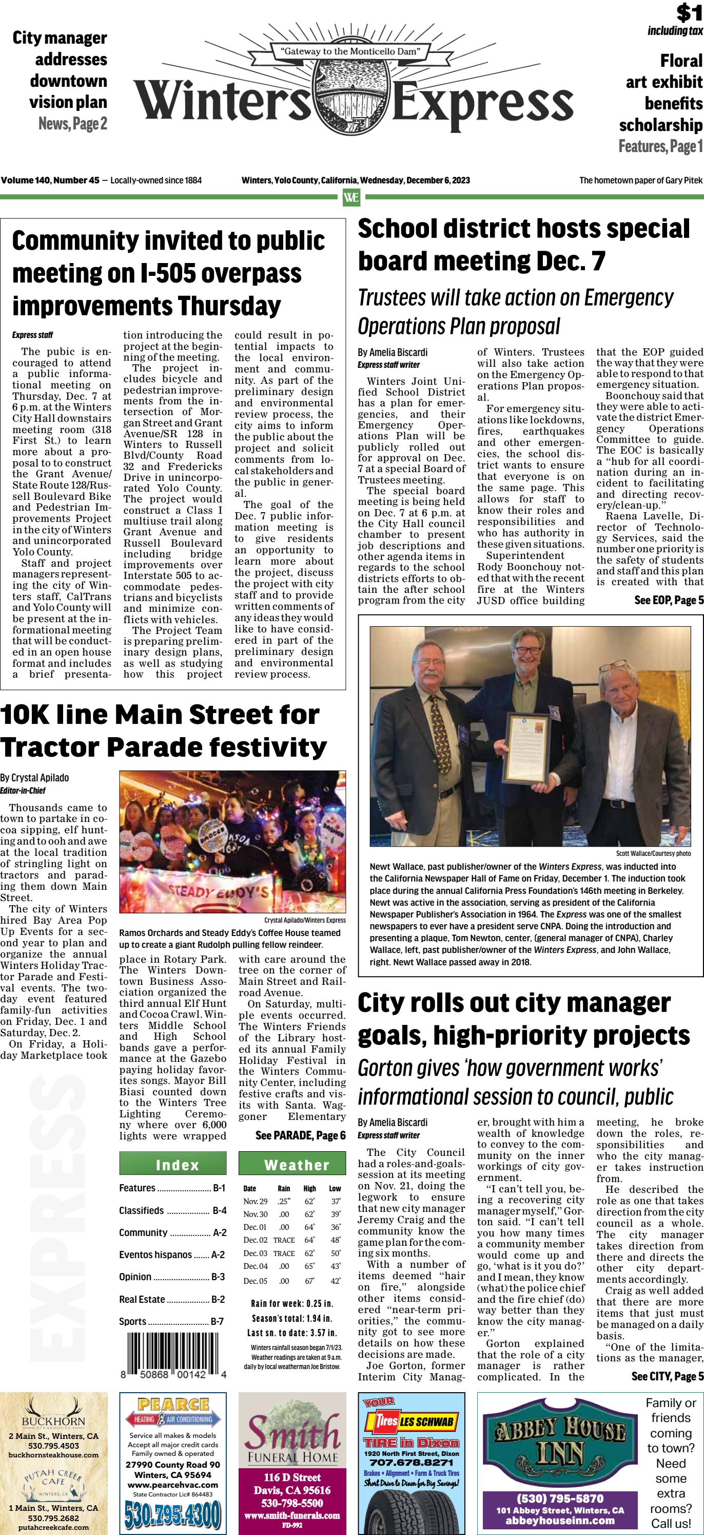 Winters Express: Wednesday, December 6, 2023 by mcnaughtonmedia - Issuu