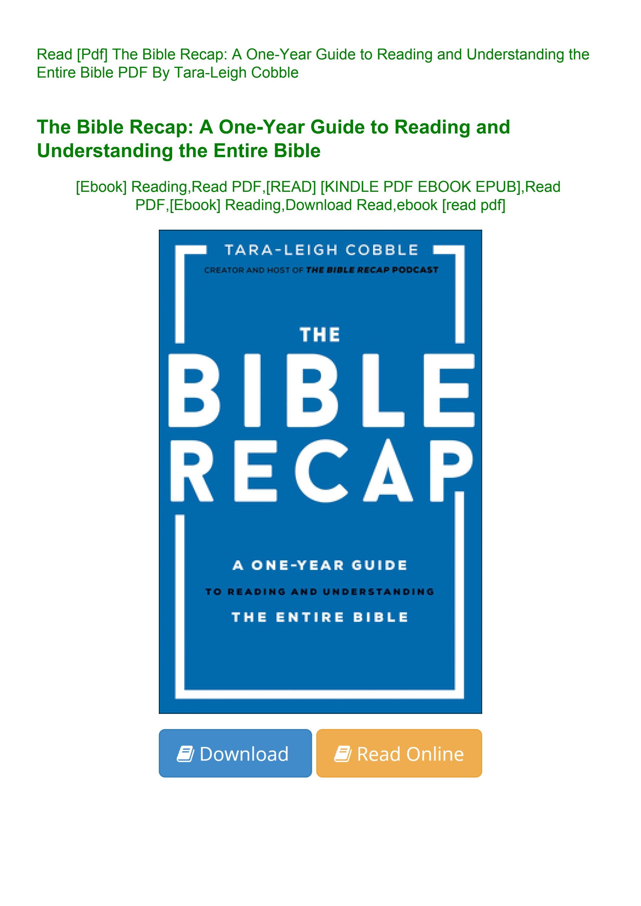 Read [Pdf] The Bible Recap A One-Year Guide to Reading and ...