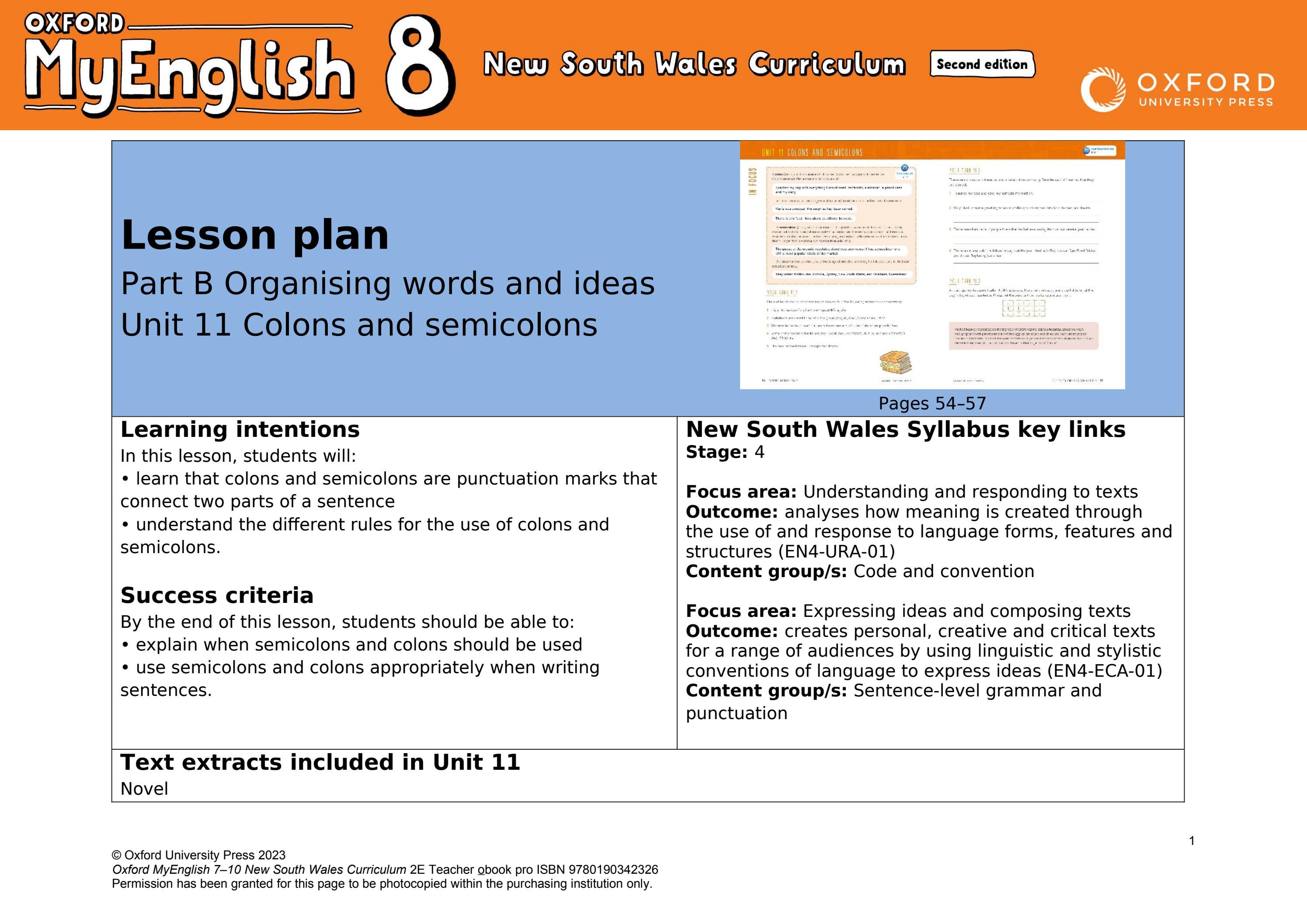 Oxford MyEnglish Year 8 NSW Curriculum sample lesson plan by OUPANZ - Issuu