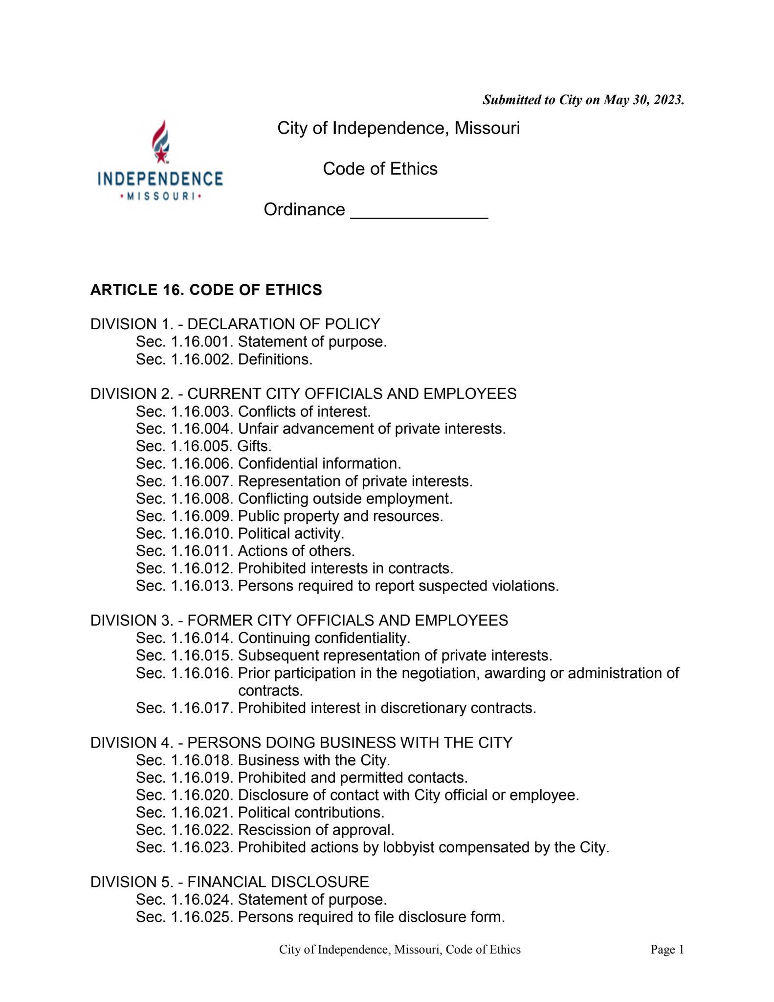 Ethics Proposed Code by cityofindepmo - Issuu