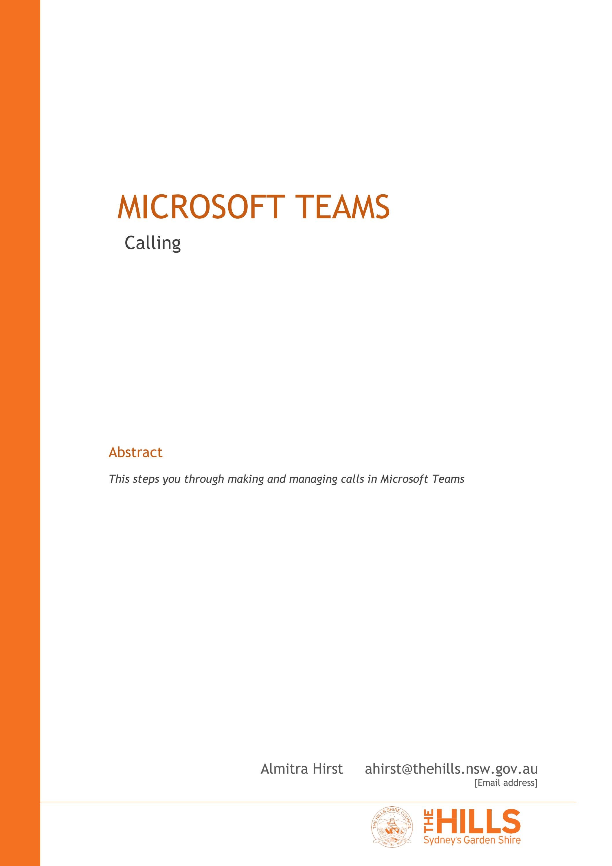 MS Teams Calling Manual by thehillsshirecouncil - Issuu
