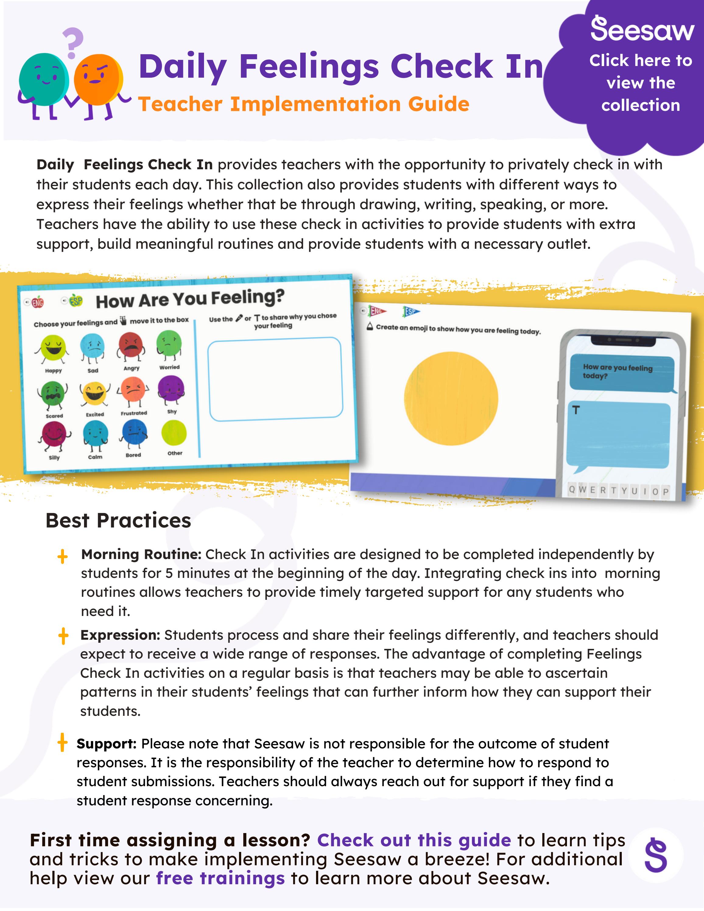 Daily Feelings Check In Implementation Guide by seesawlearning - Issuu