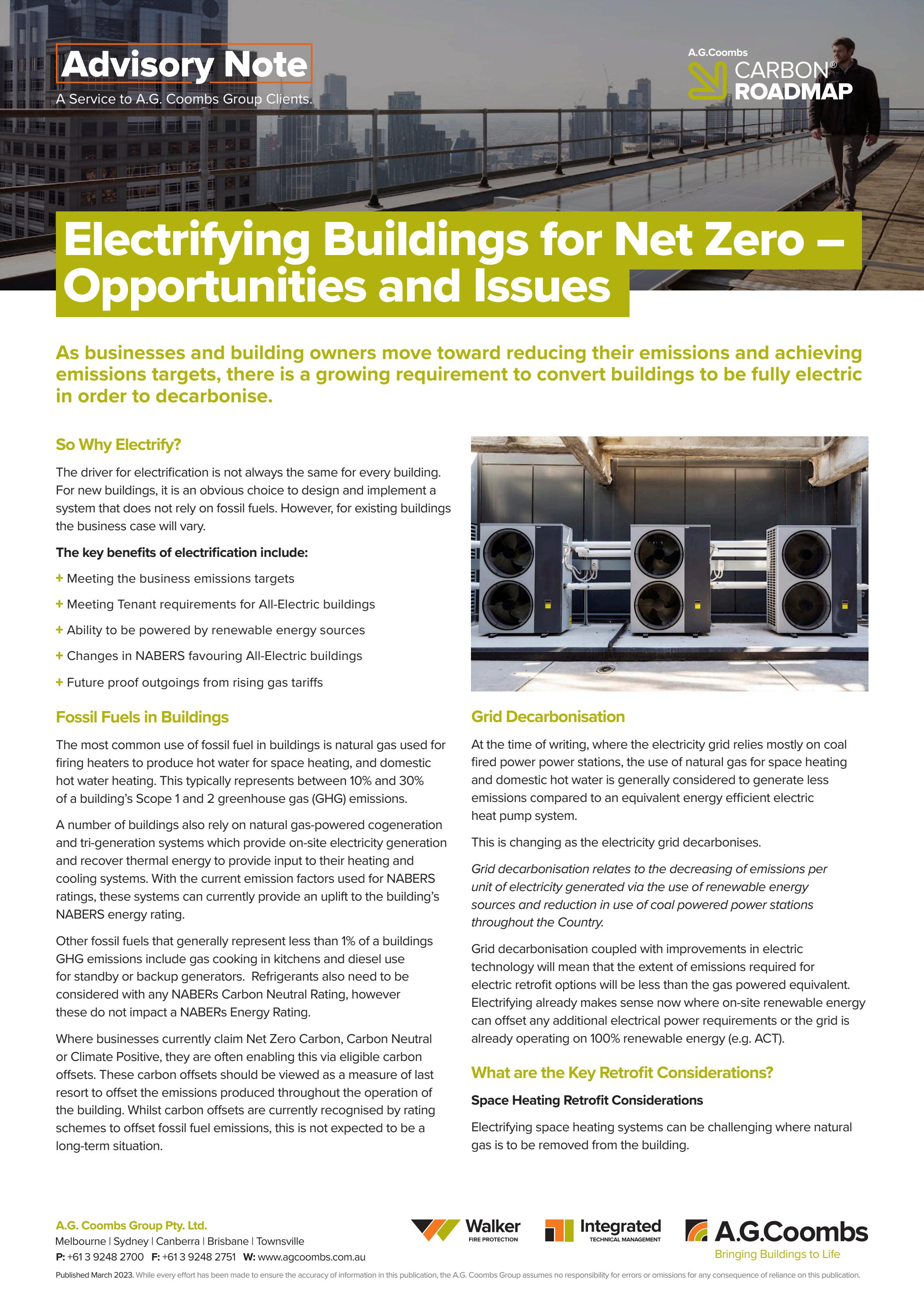 Advisory Note - Electrifying Buildings for Net Zero: Opportunities ...