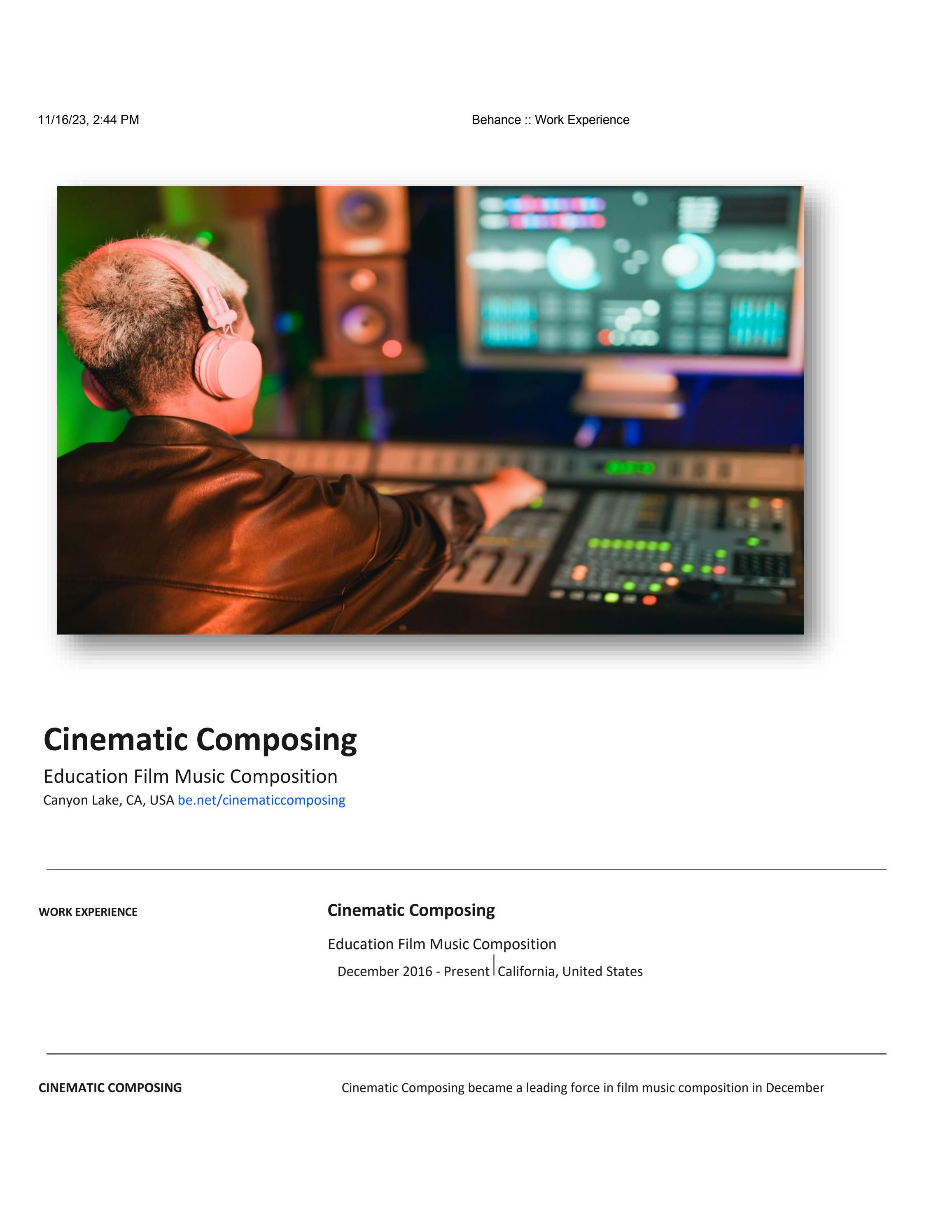 Cinematic Composing is Education Film Music Composition by Cinematic ...