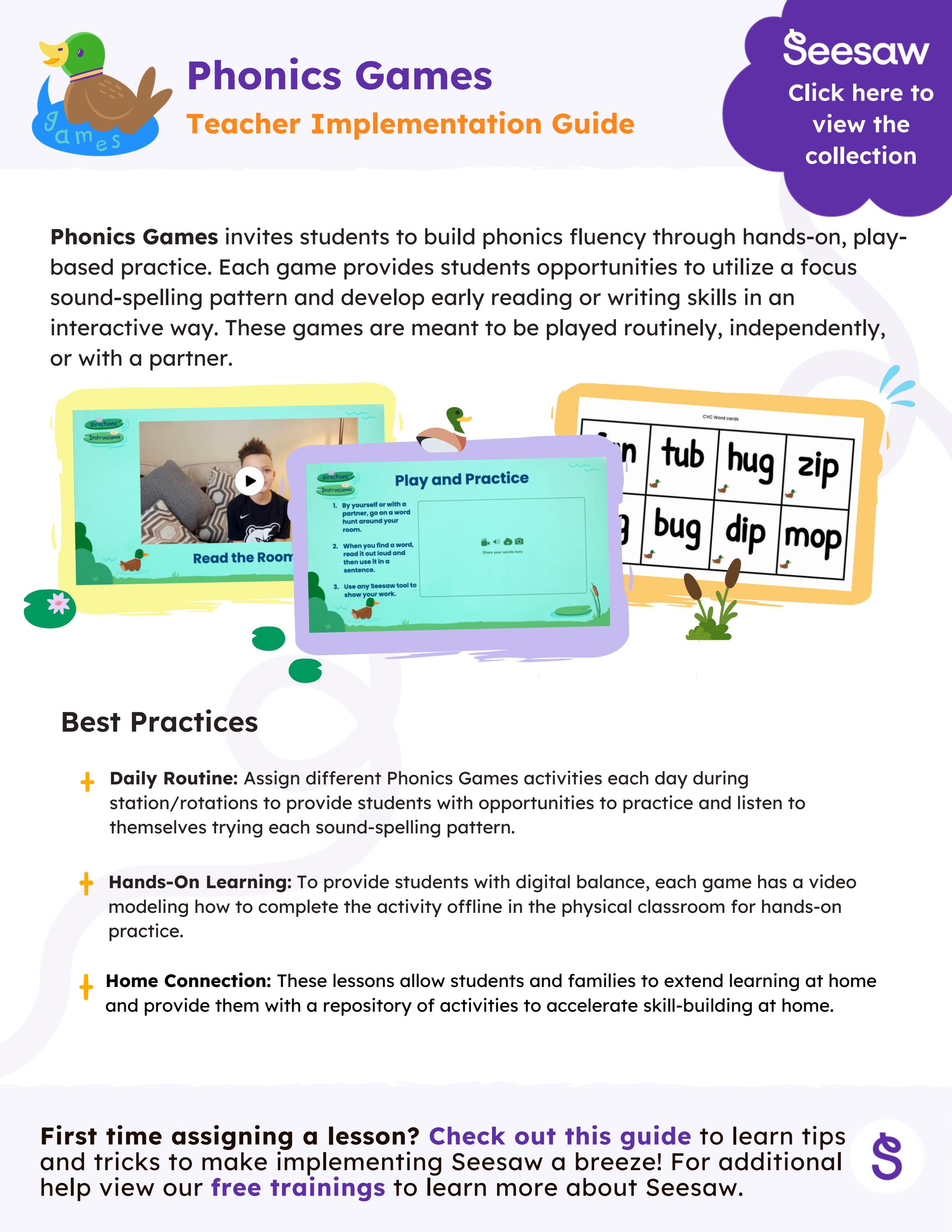 Phonics Games Implementation Guide by seesawlearning - Issuu