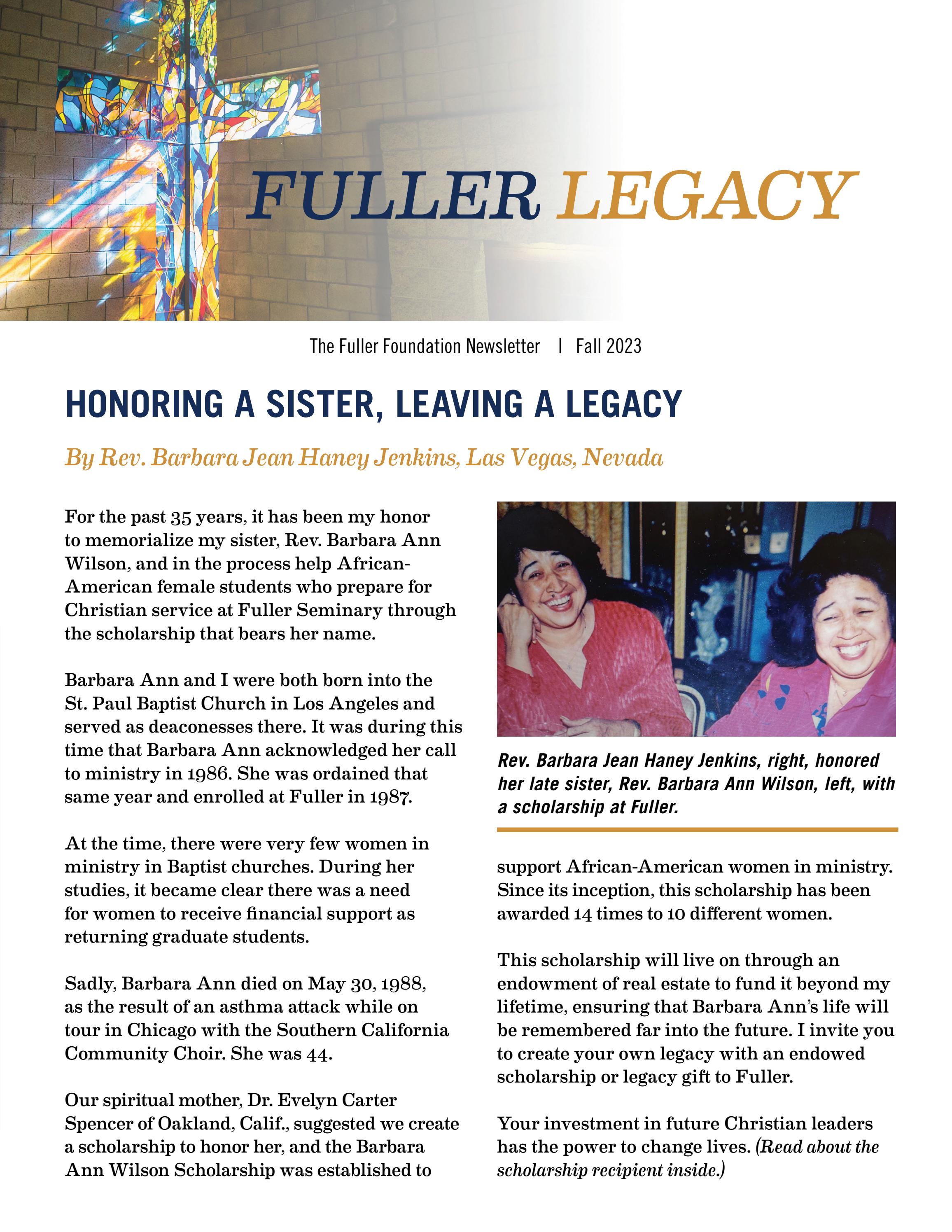 Fuller Legacy | Fall 2023 by The Fuller Foundation - Issuu