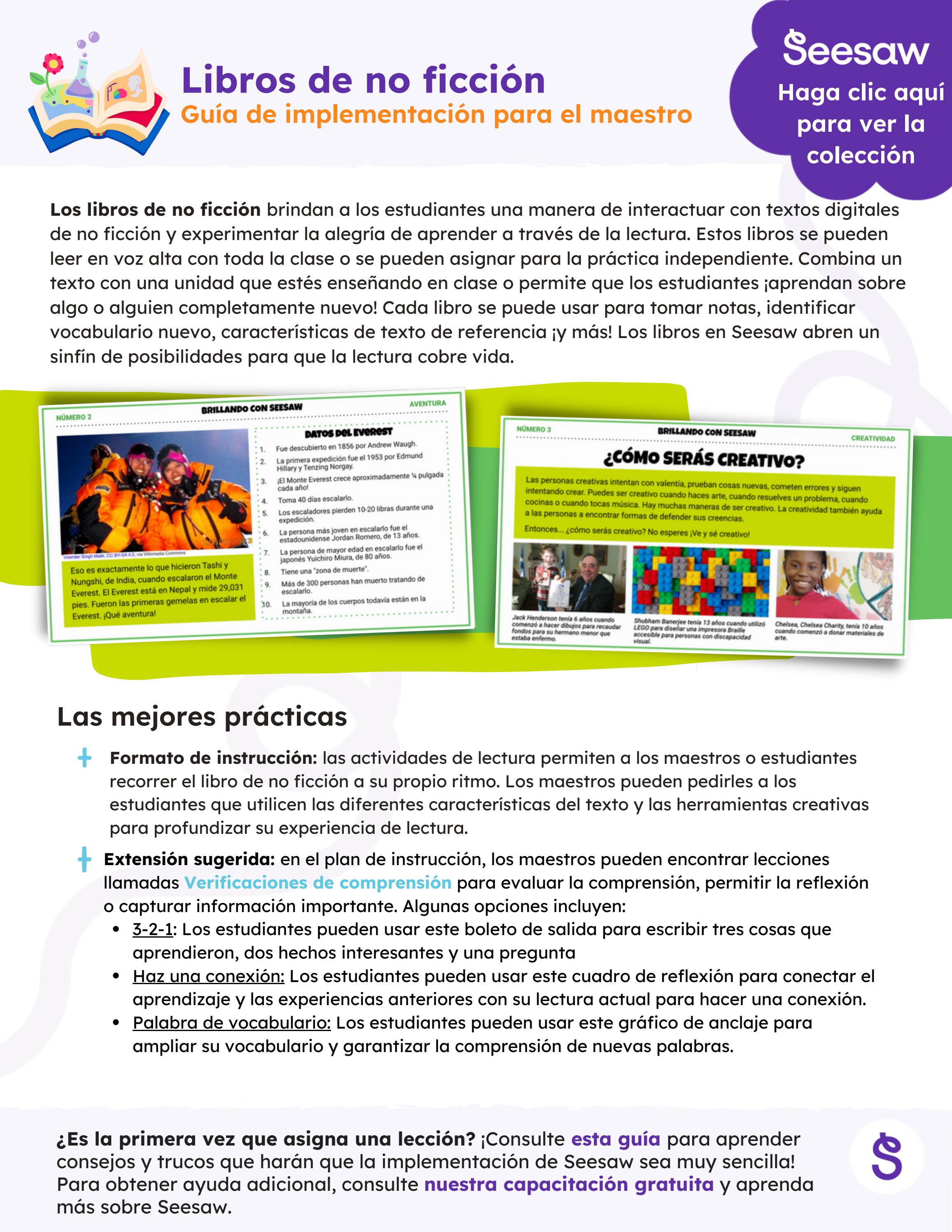 Libros de no ficción Implementation Guide by seesawlearning - Issuu