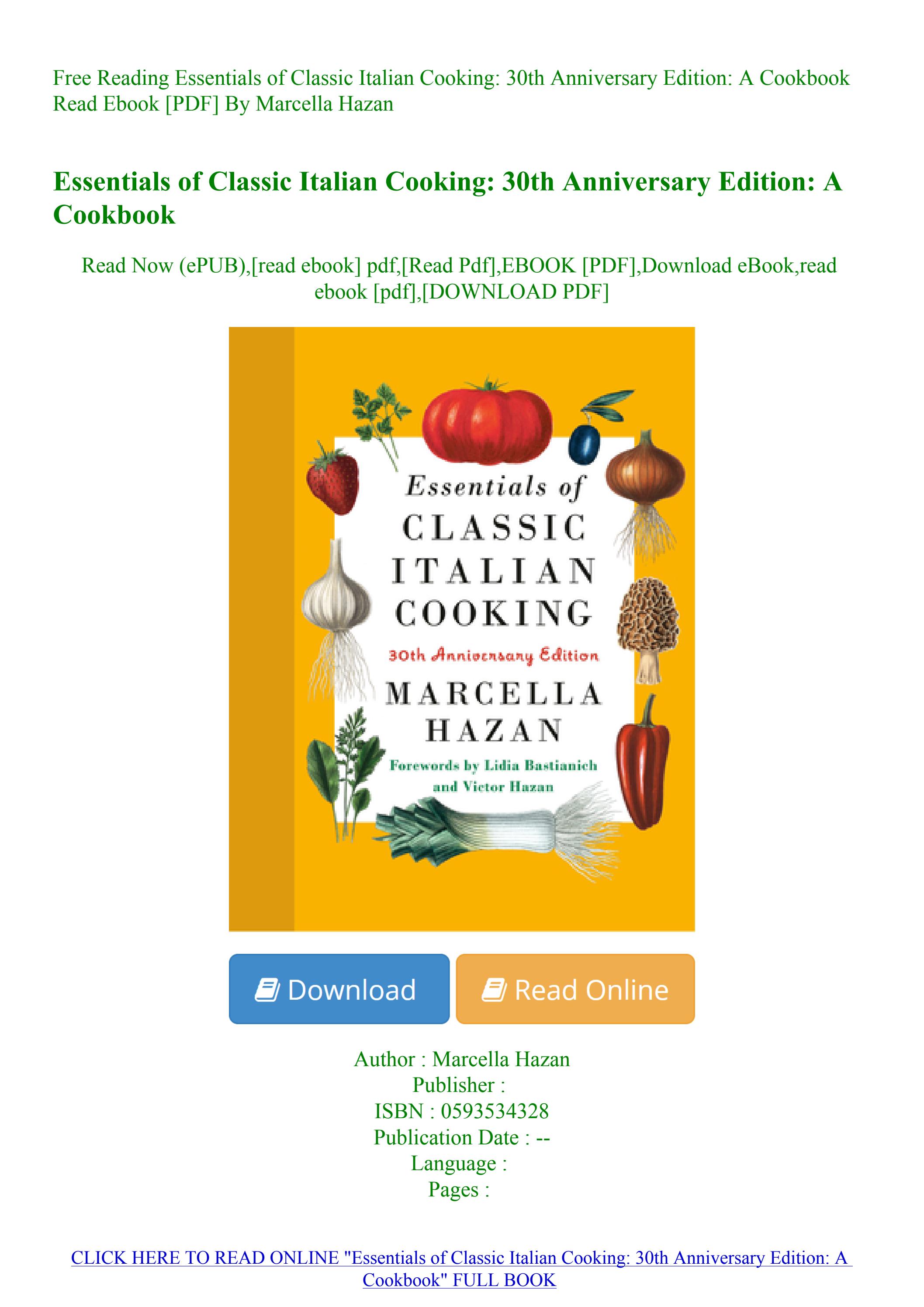 Free Reading Essentials of Classic Italian Cooking 30th Anniversary ...
