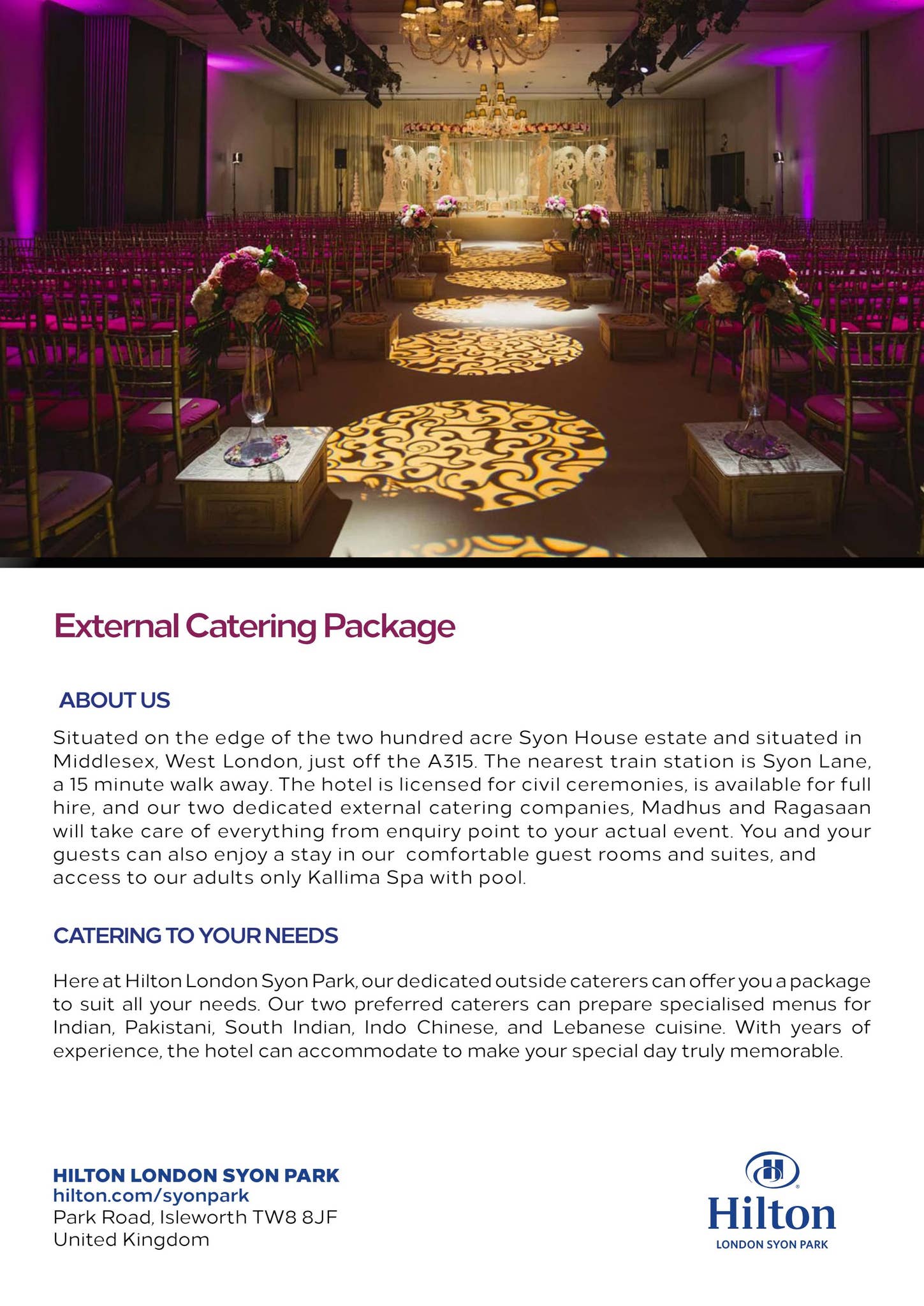 Dry Hire Catering at Hilton London Syon Park by Hilton London Syon Park ...