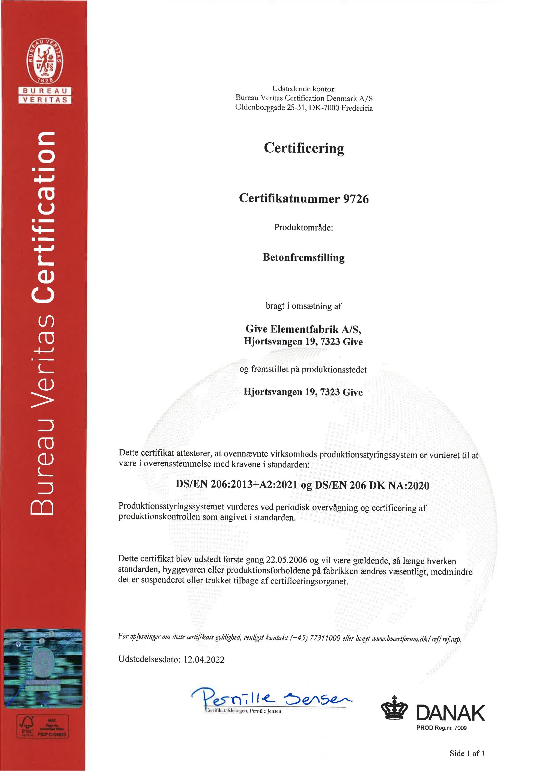 Certifikat - Give - Beton - EN206 + DK NA by Give Elementer - Issuu