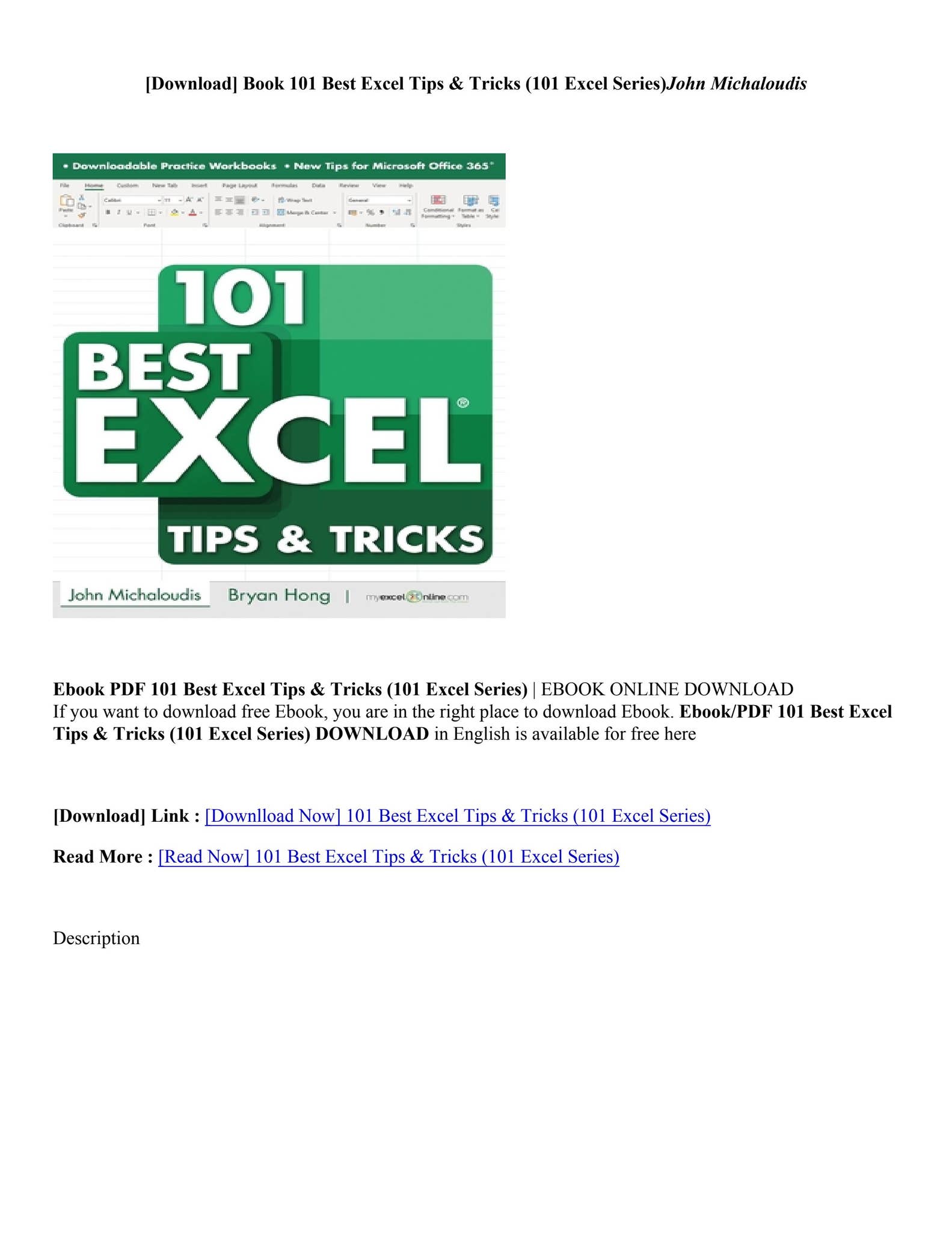 (PDF) Download 101 Best Excel Tips & Tricks (101 Excel Series) - John Michaloudis by ...