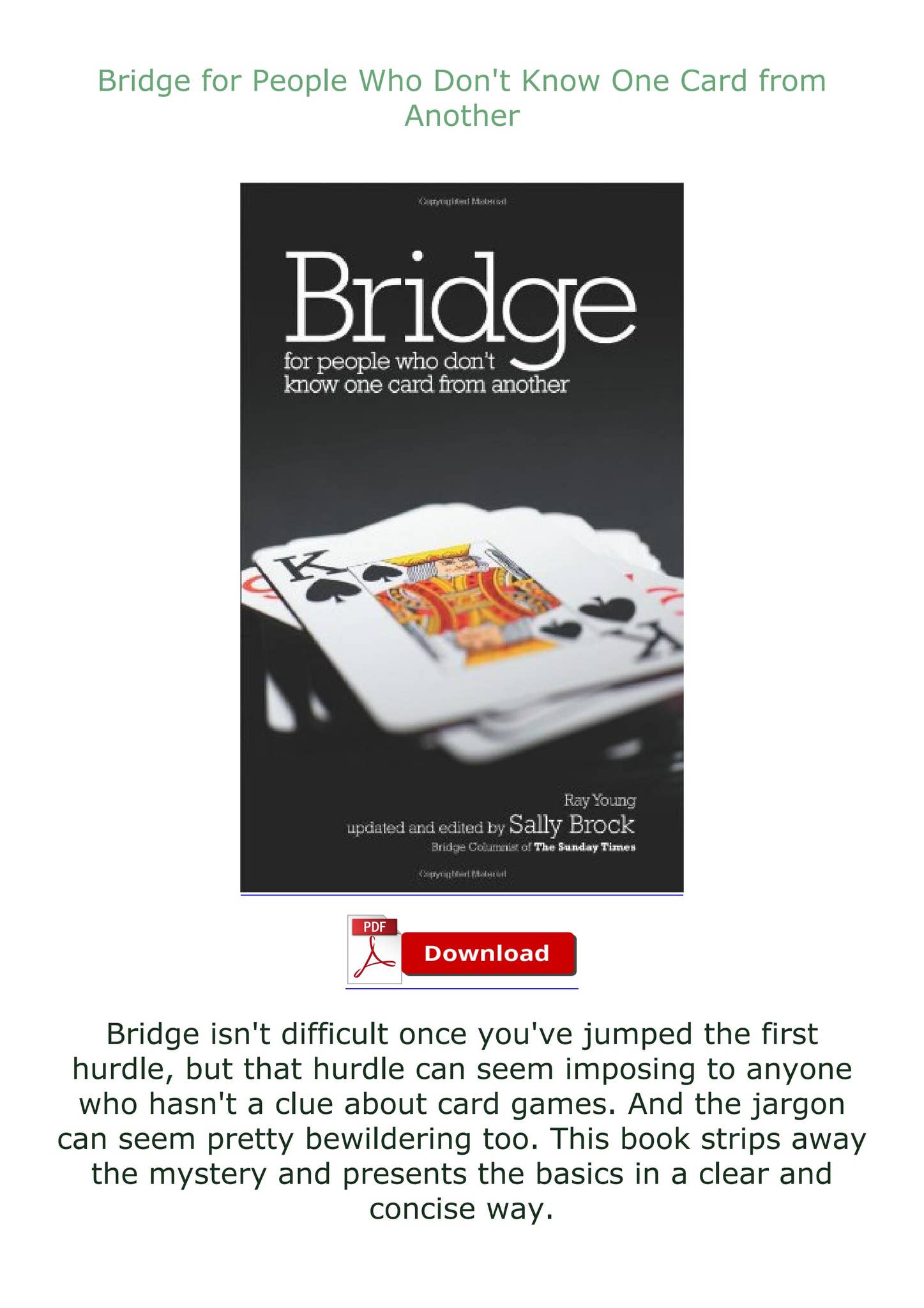 {⚡PDF⚡} DOWNLOAD Bridge for People Who Don't Know One Card from Another ...