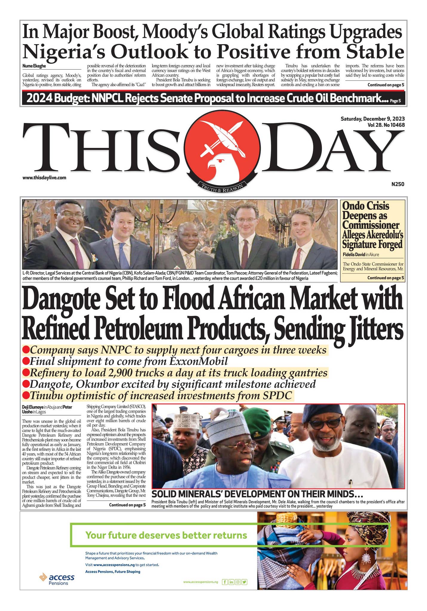 SATURDAY 9TH DECEMBER 2023 by THISDAY Newspapers Ltd - Issuu