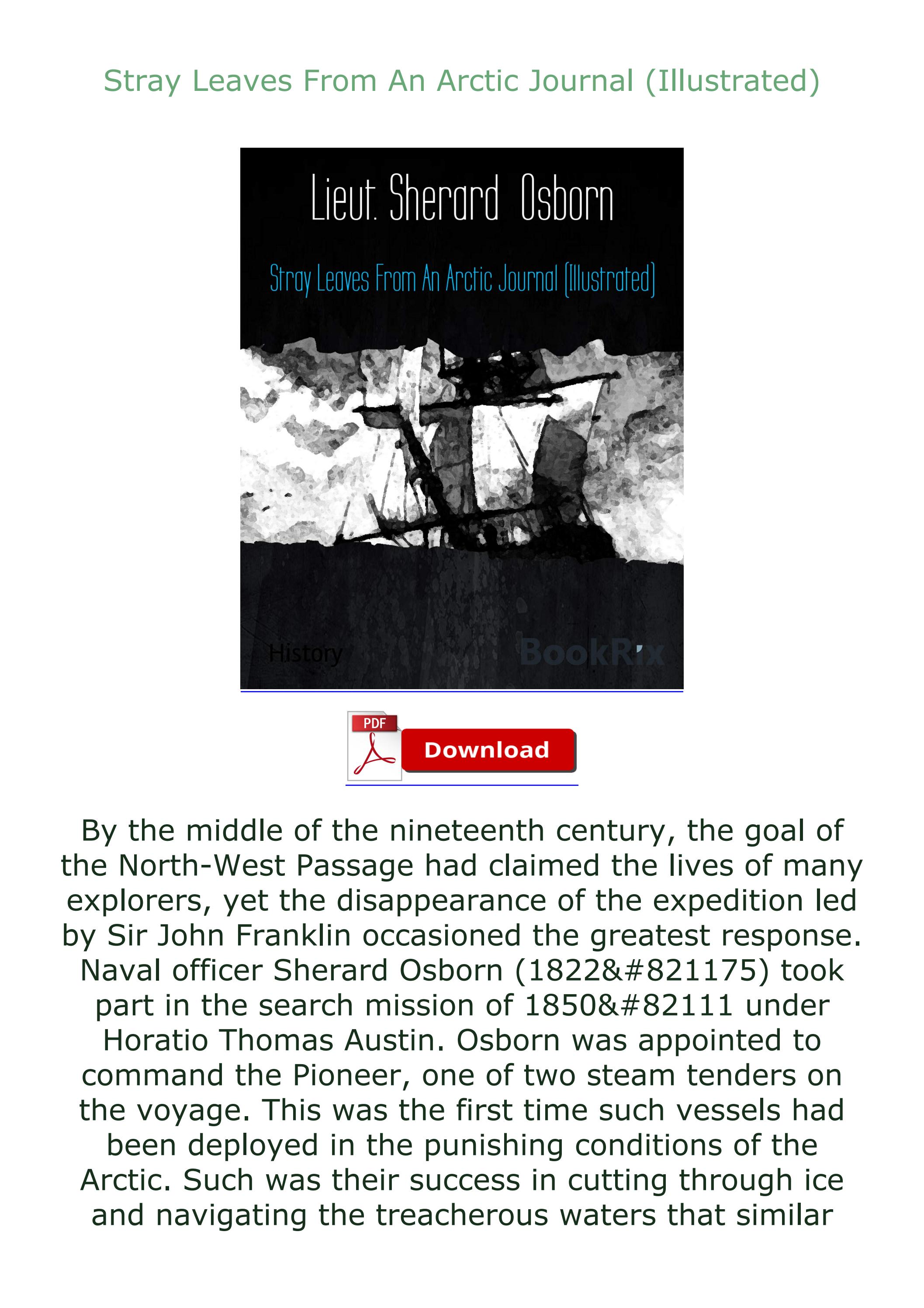 {EPUB} DOWNLOAD Stray Leaves From An Arctic Journal (Illustrated) by ...