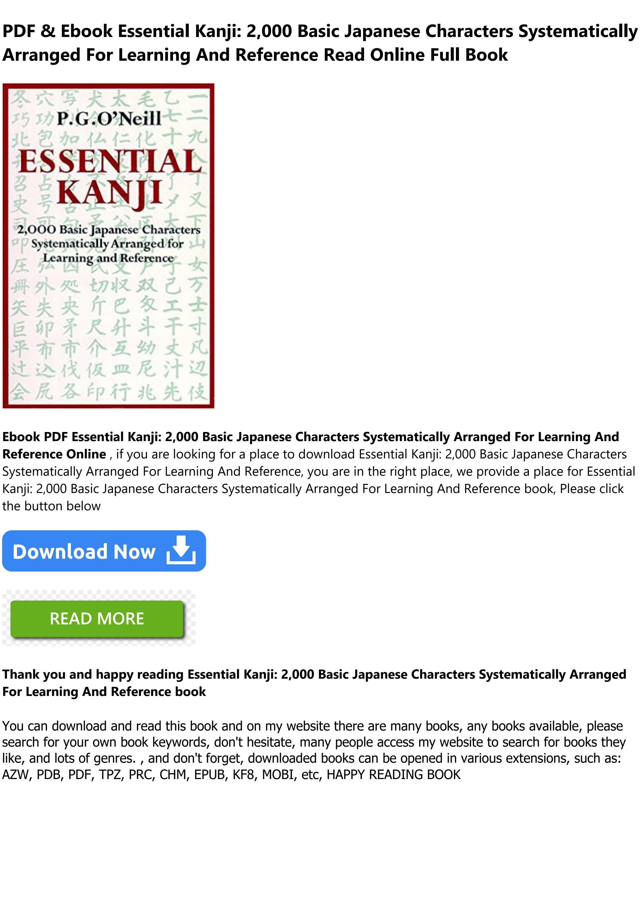 Read\Download Essential Kanji: 2,000 Basic Japanese Characters ...