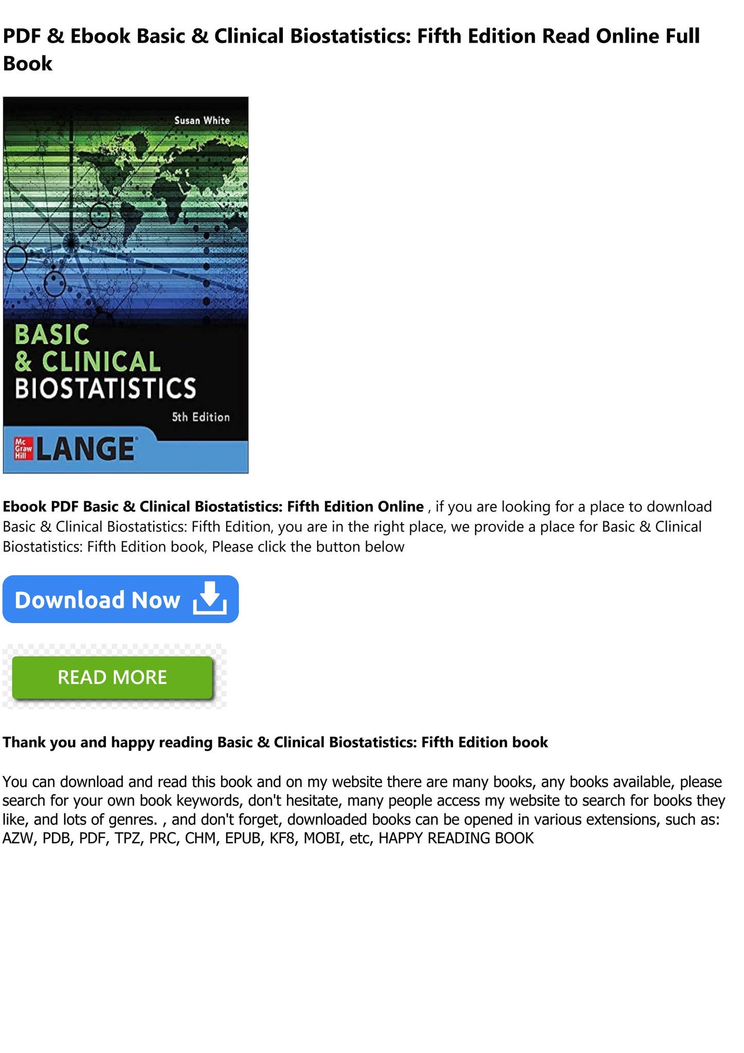 [DOWNLOAD] Basic & Clinical Biostatistics: Fifth Edition Full AudioBook ...