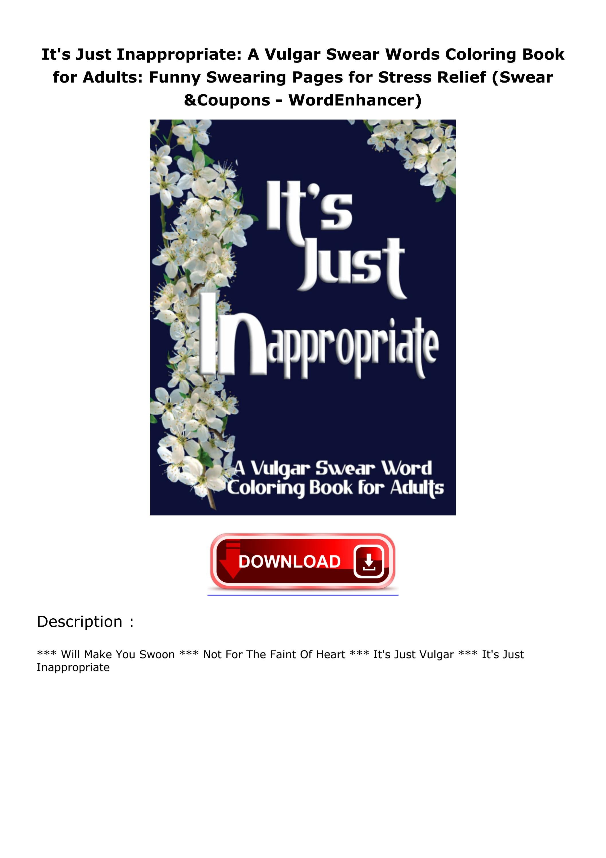 PDF KINDLE DOWNLOAD It's Just Inappropriate: A Vulgar Swear Words Co by ...