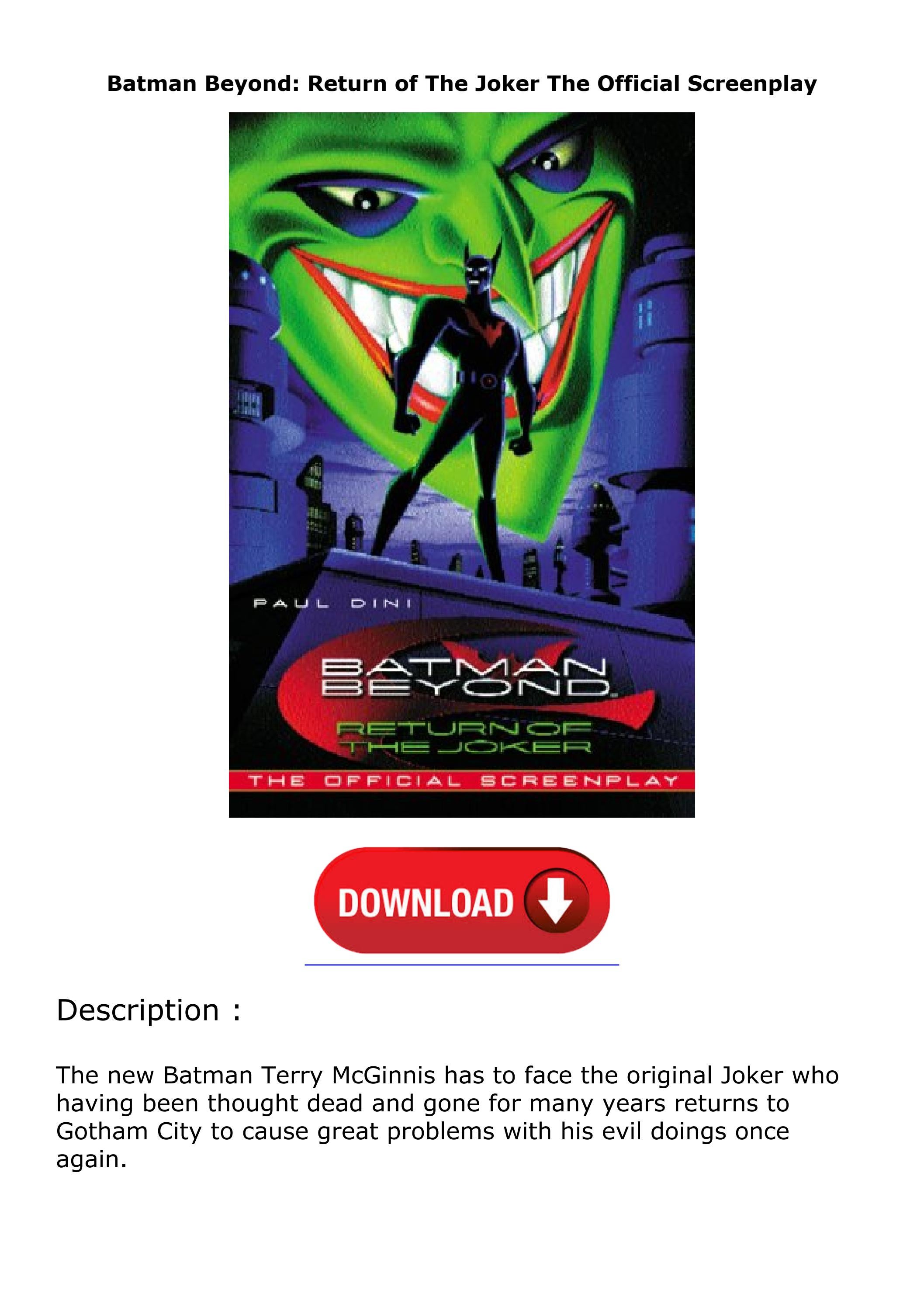 [READ]⚡PDF Batman Beyond: Return of The Joker The Official Screenplay ...