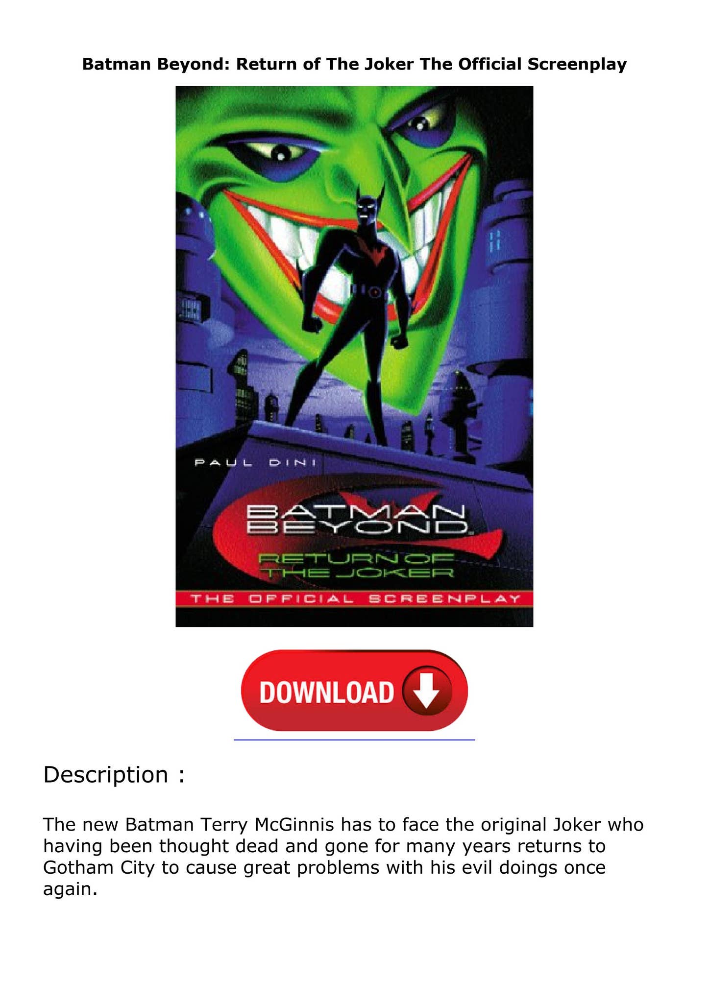 [READ]⚡PDF Batman Beyond: Return of The Joker The Official Screenplay ...