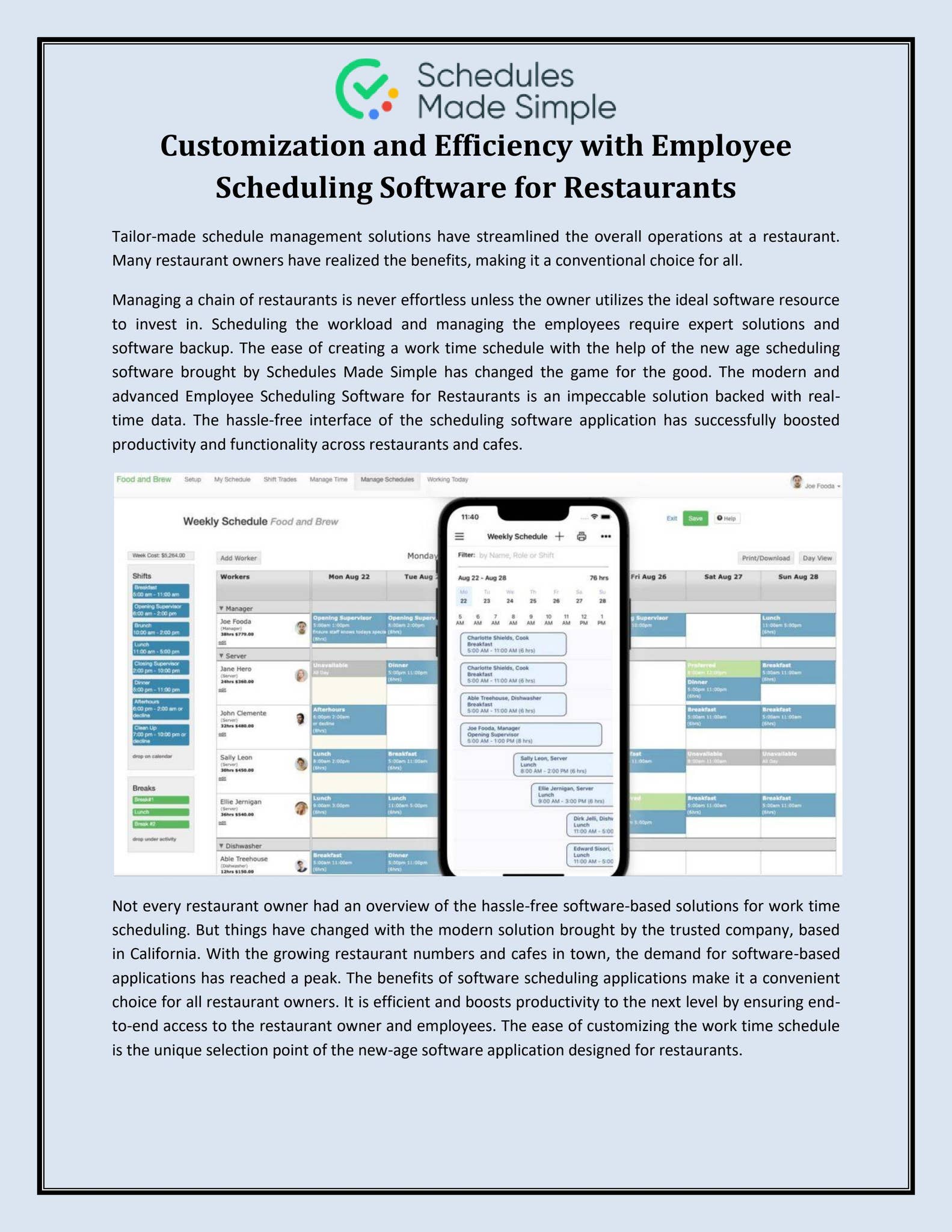 Customization and Efficiency with Employee Scheduling Software for ...