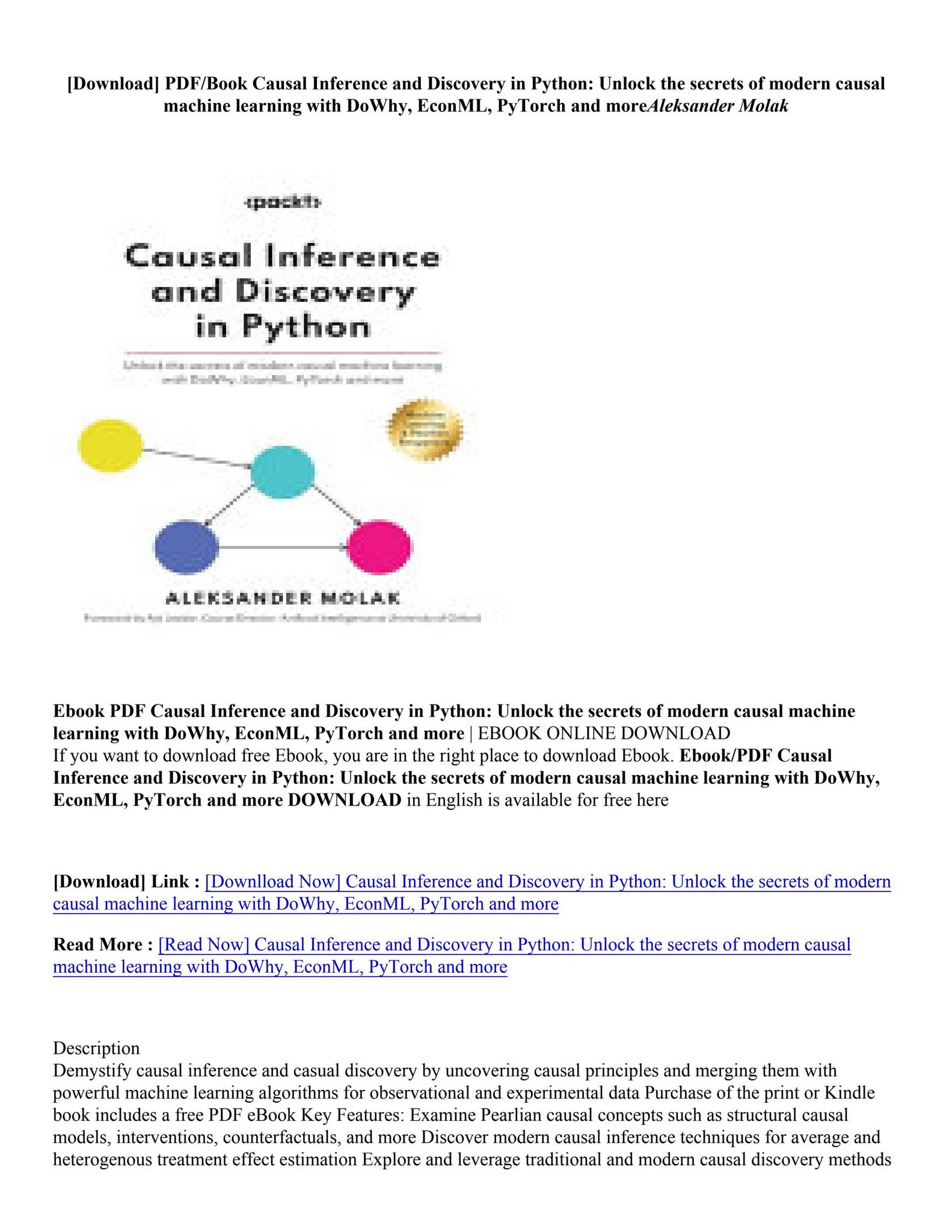 (PDF) Download Causal Inference and Discovery in Python: Unlock the ...