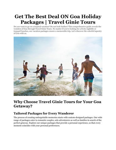 Get The Best Deal ON Goa Holiday Packages | Travel Ginie Tours by ...