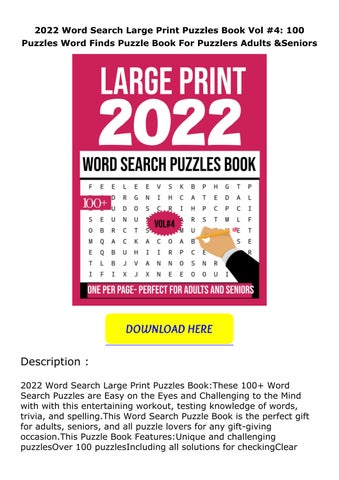 Download ⚡️[EBOOK] ️ 2022 Word Search Large Print Puzzles Book Vol #4: ...