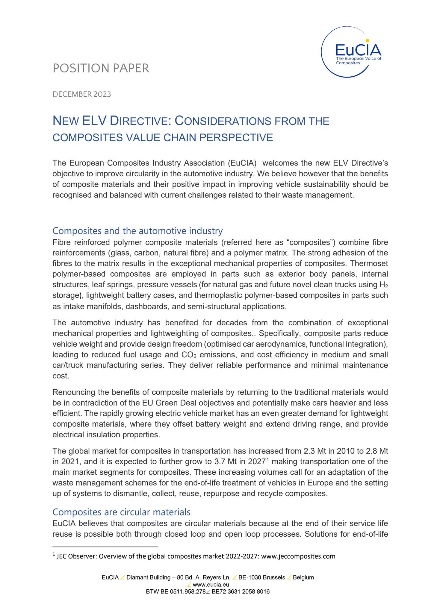 Proposed ELV Directive - EuCIA Position (Dec 2023) by aocformulations - Issuu