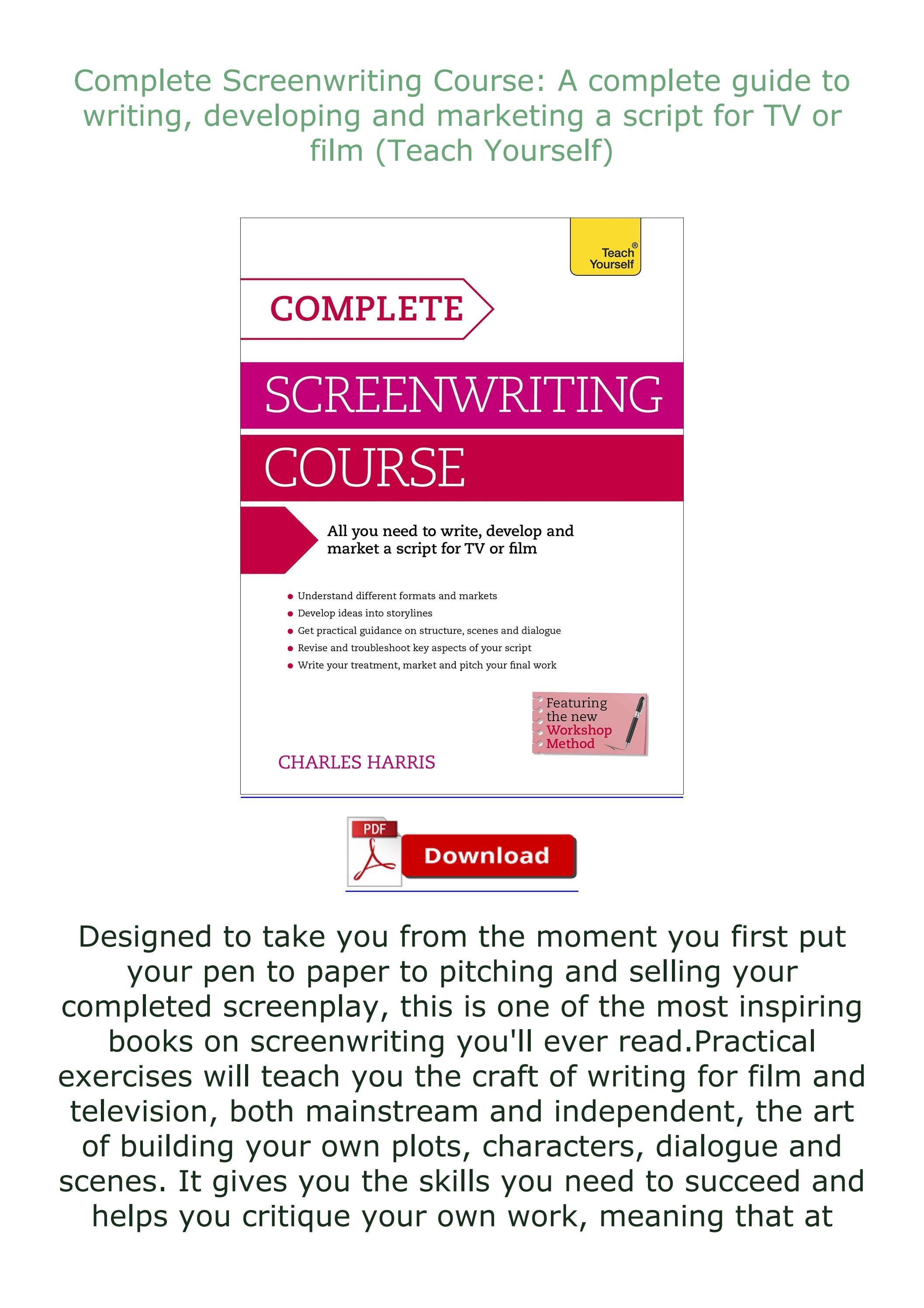 get [ PDF] Download Complete Screenwriting Course: A complete guide to ...