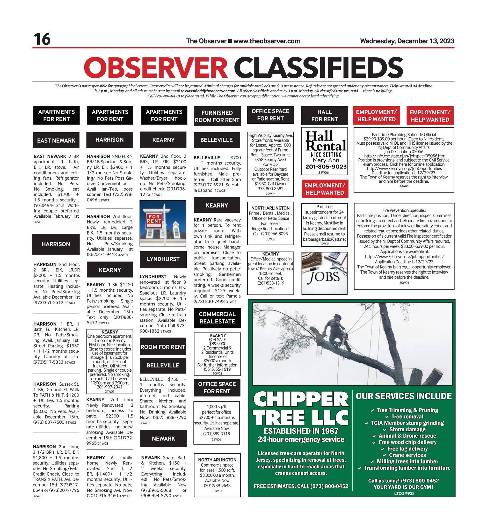 Classifieds for Dec. 13, 2023 by The Observer Newspaper - Issuu