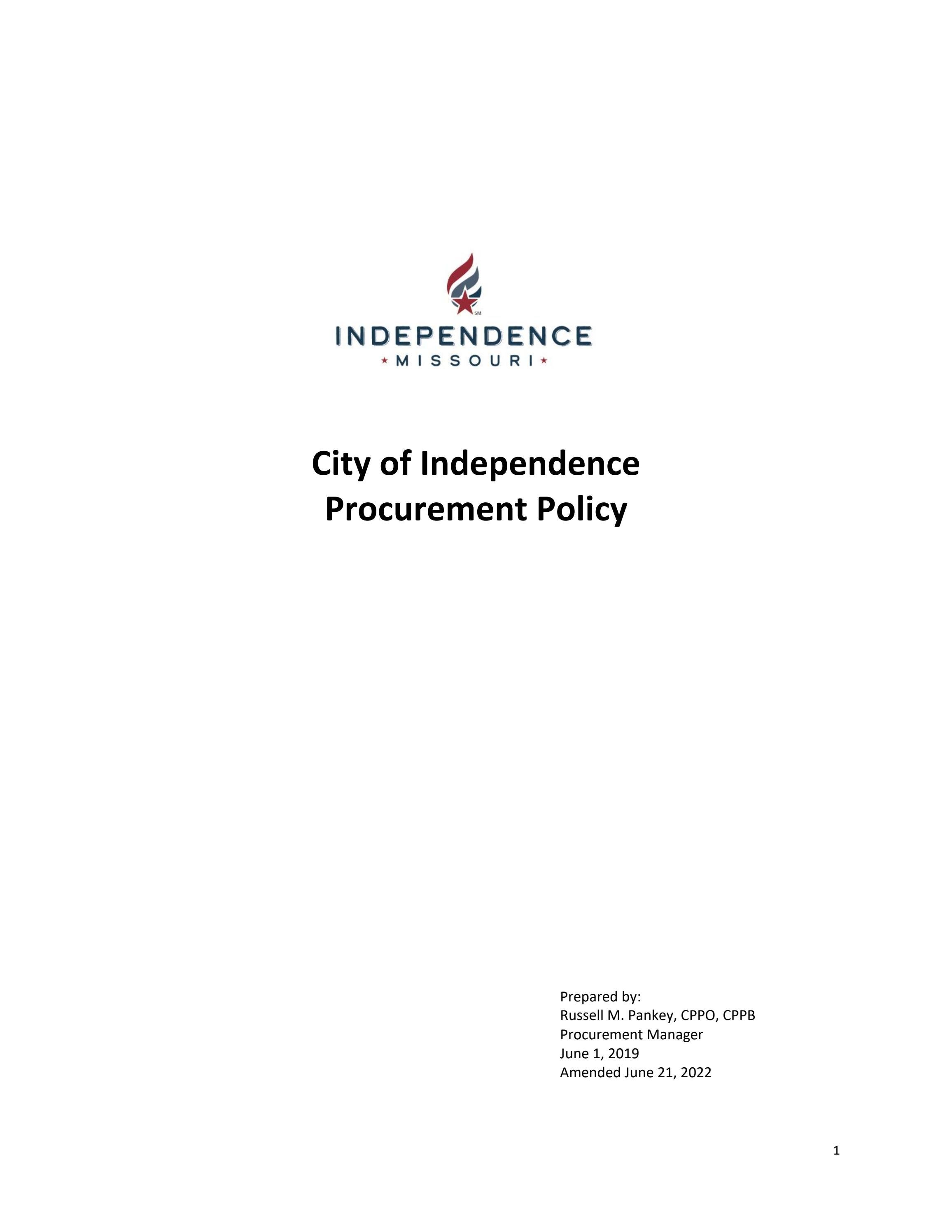 Procurement Policy - 2022 Revision - Updated June 2022 by cityofindepmo ...