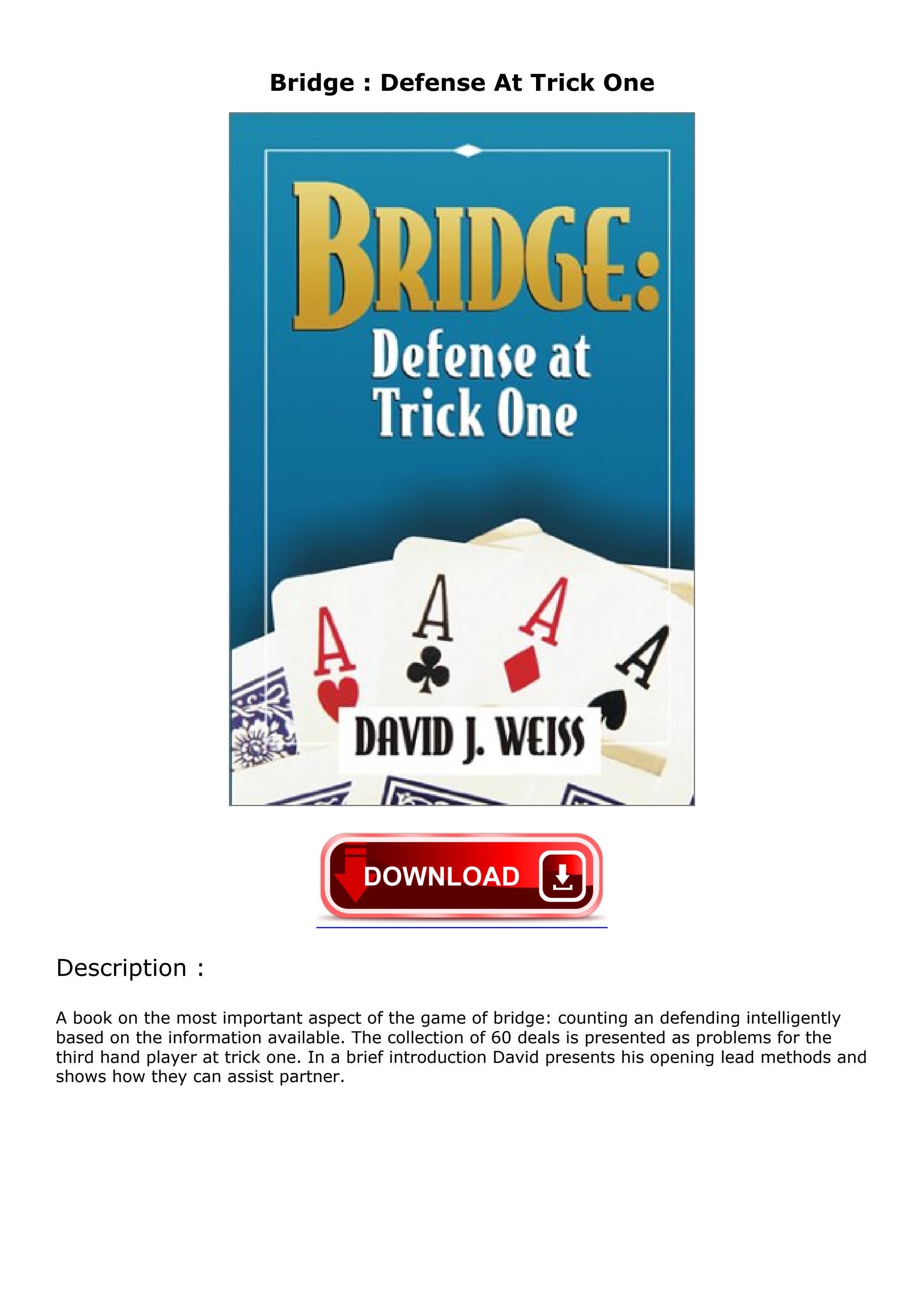 [PDF]⭐ DOWNLOAD EBOOK Bridge : Defense At Trick One full by ...