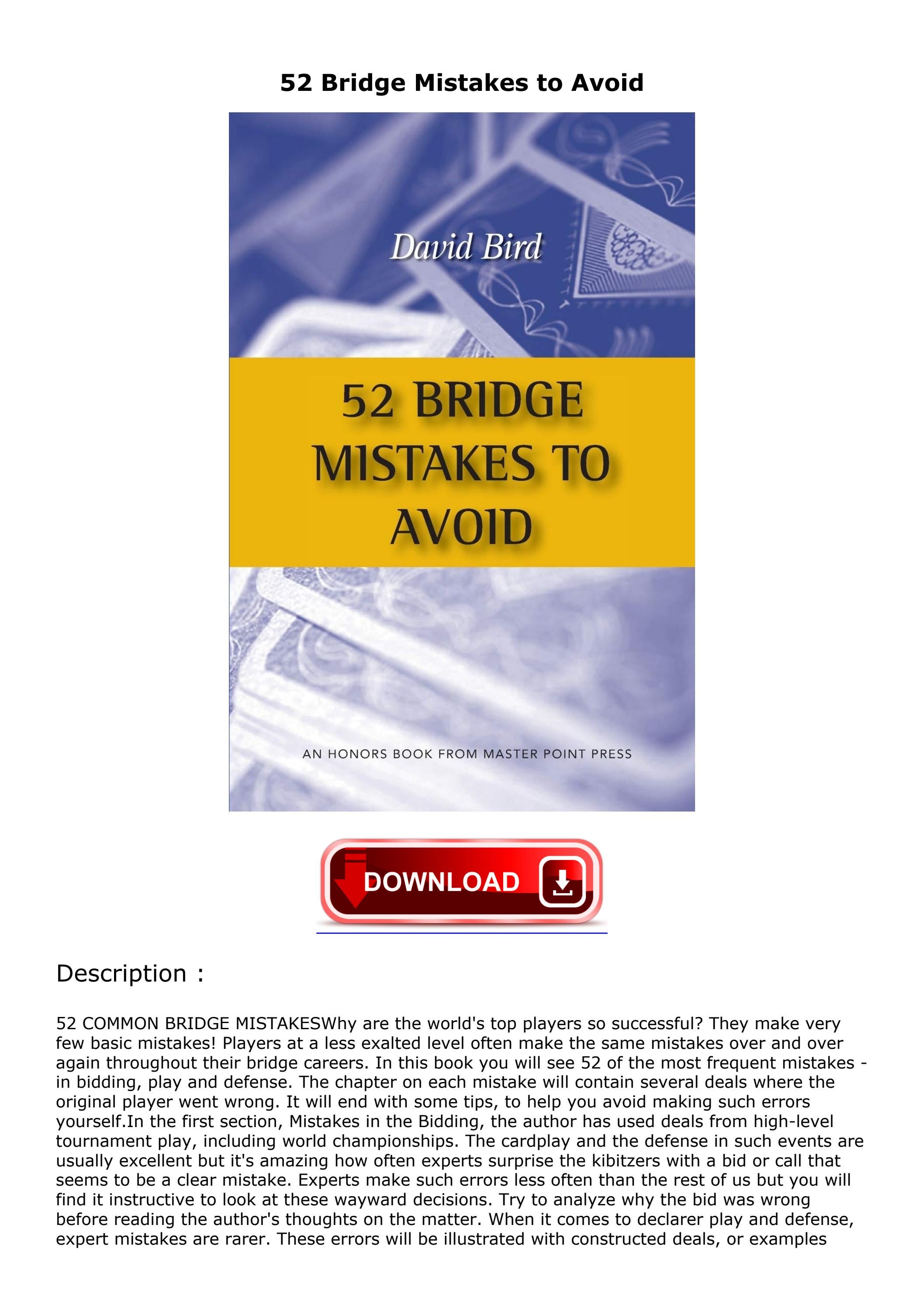 READ [PDF]⭐ 52 Bridge Mistakes to Avoid android by allysonsheltonae - Issuu