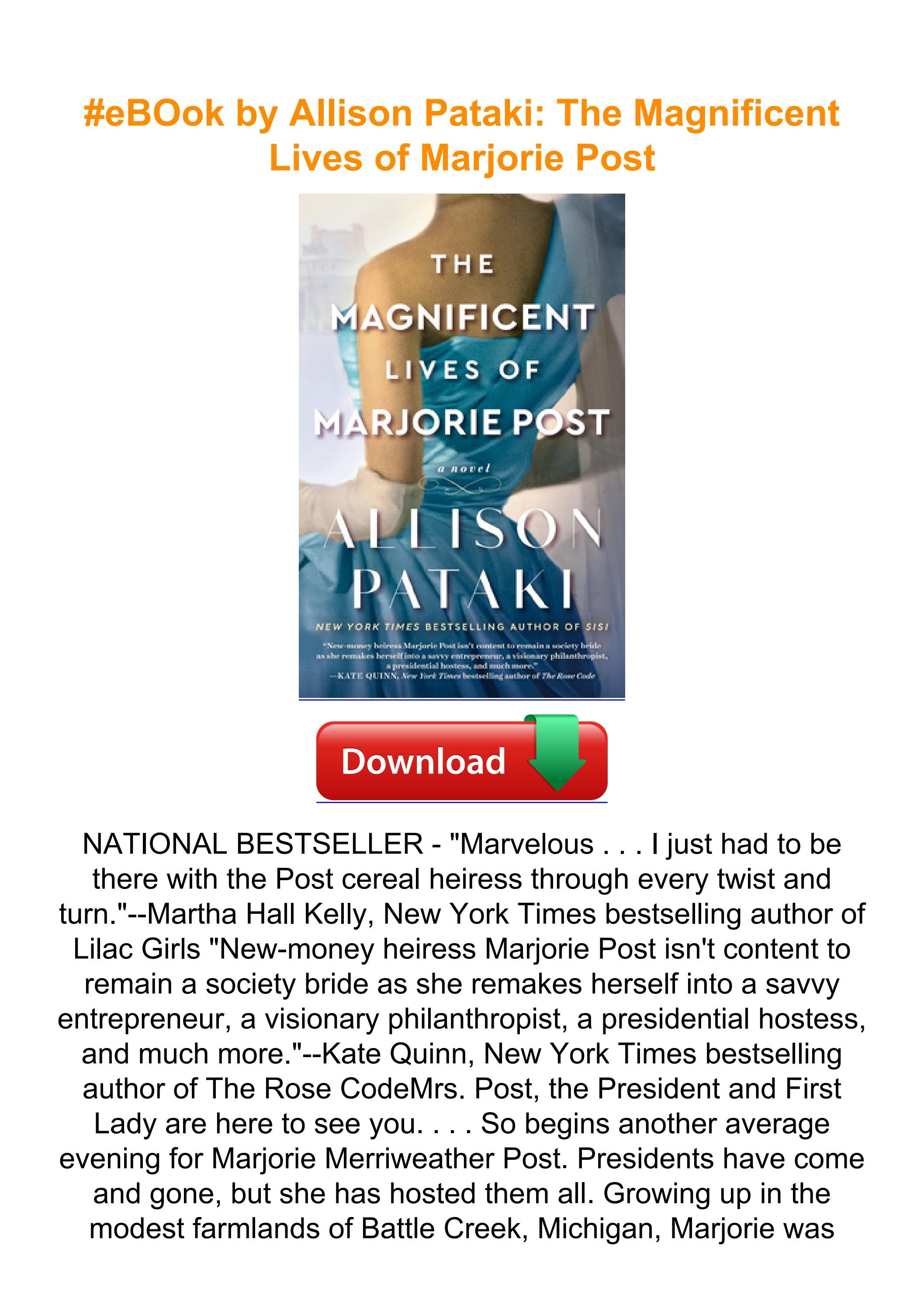 #eBOok by Allison Pataki: The Magnificent Lives of Marjorie Post by ...