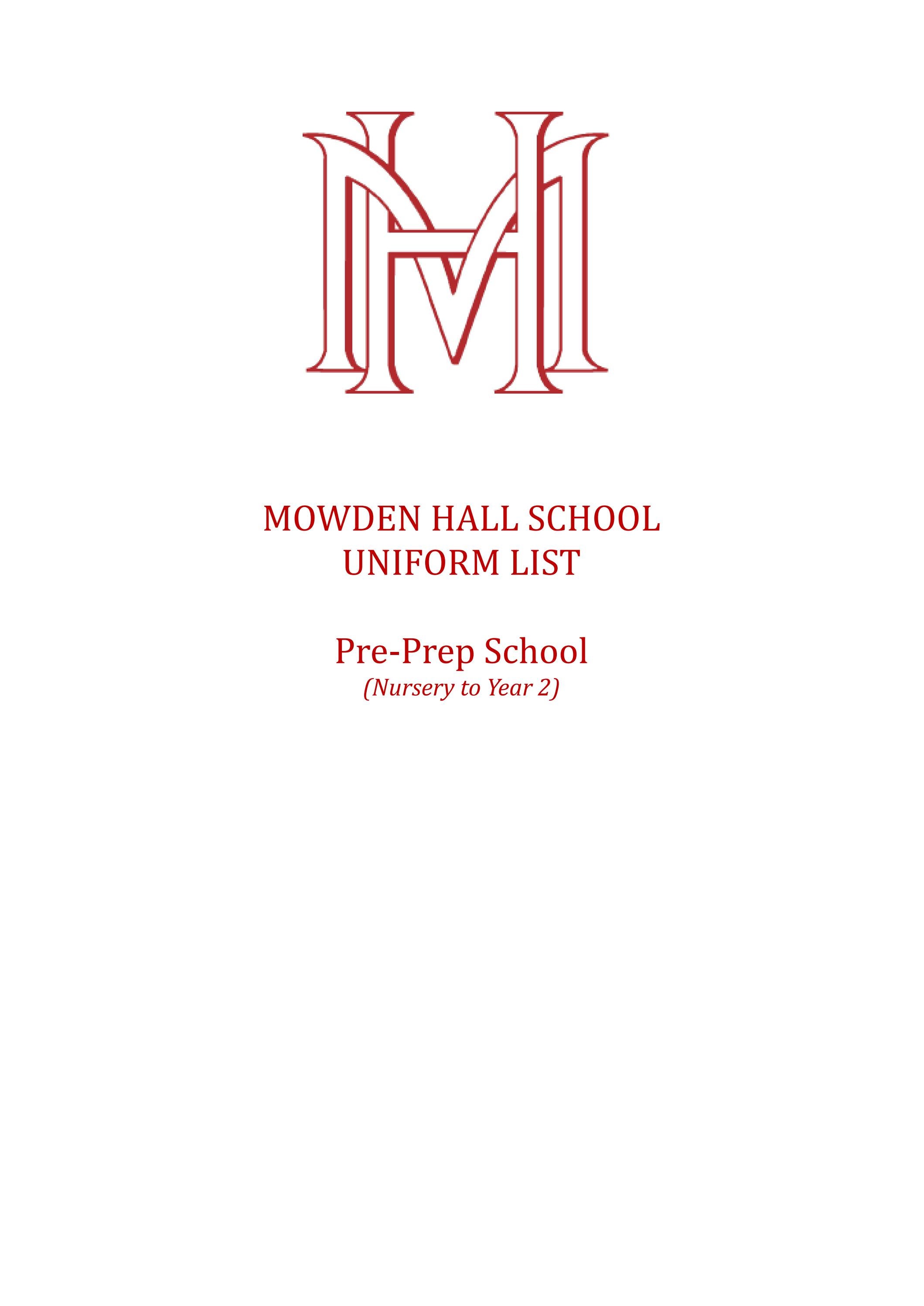 Pre-Prep Uniform List by mowdenhallschool - Issuu