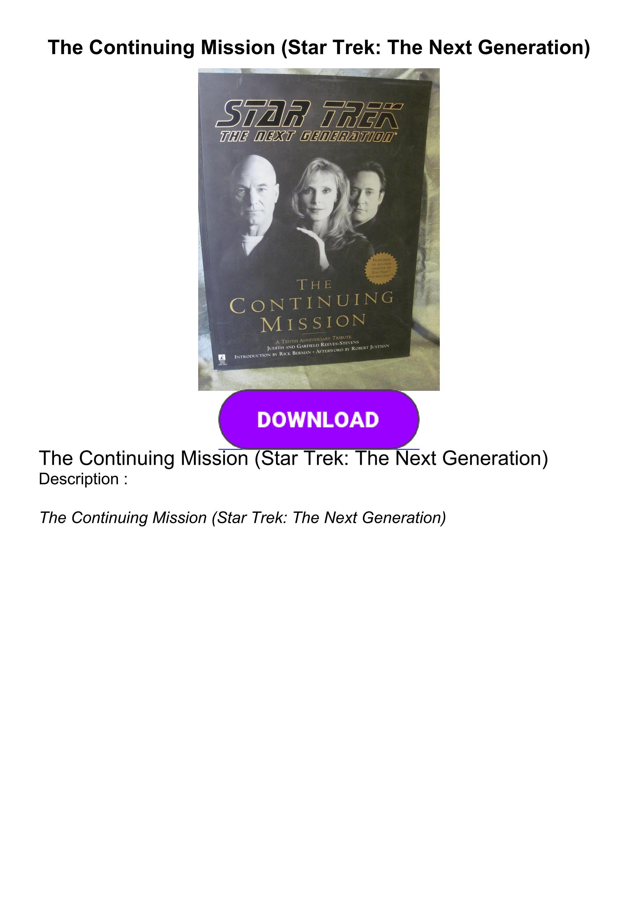 ⚡[DOWNLOAD]⚡PDF The Continuing Mission (Star Trek: The Next Generation ...