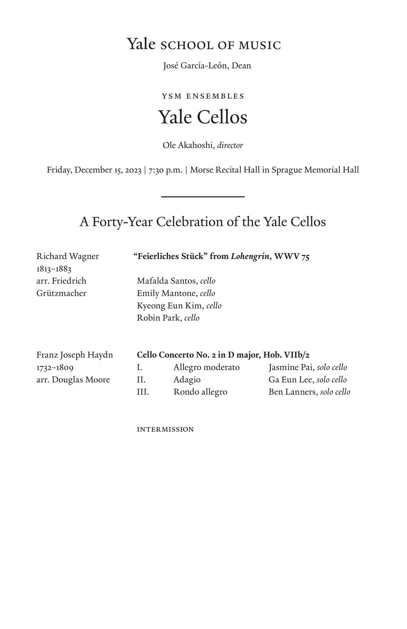 Yale Cellos: A Forty-Year Celebration, December 15, 2023 by Yale School ...